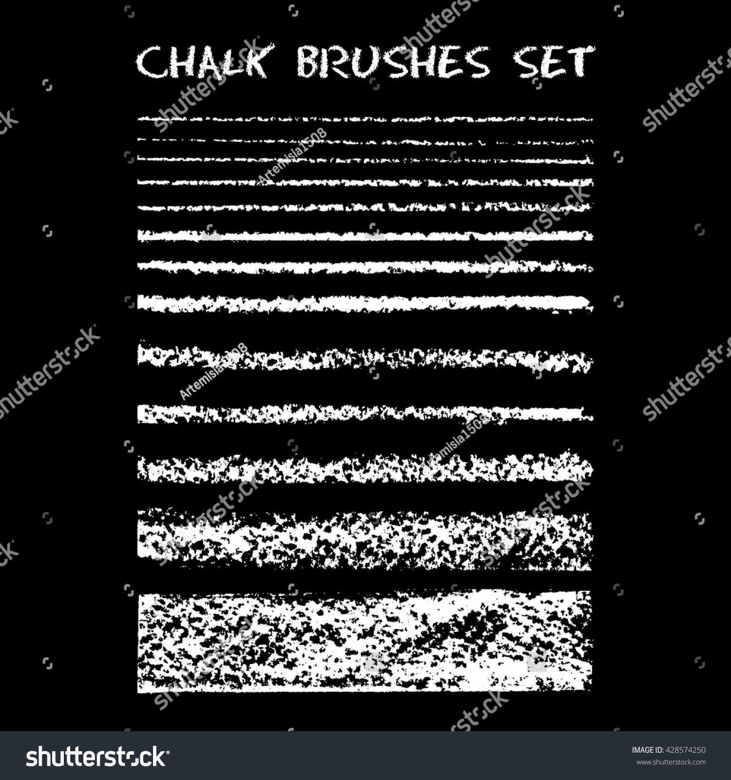 Set of chalk brushes. Vector lines with chalk texture. Hand drawn ...