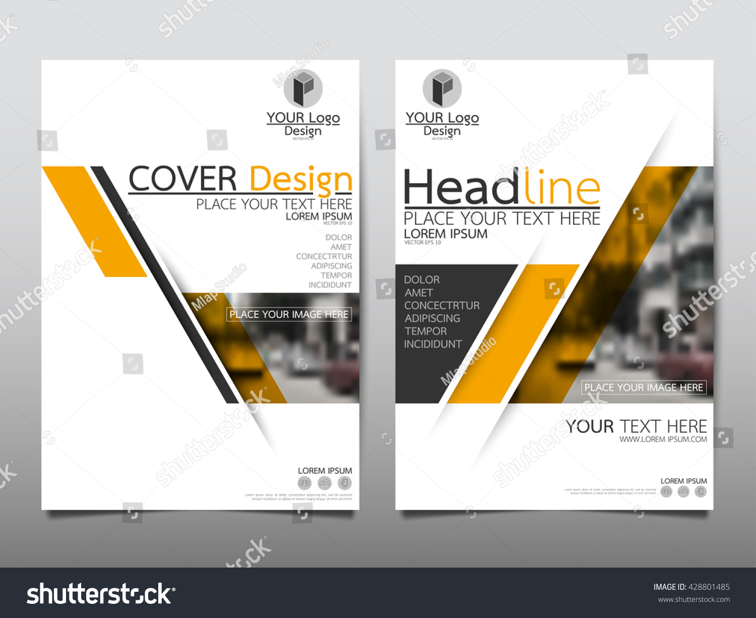 Yellow technology annual report brochure flyer design template vector ...