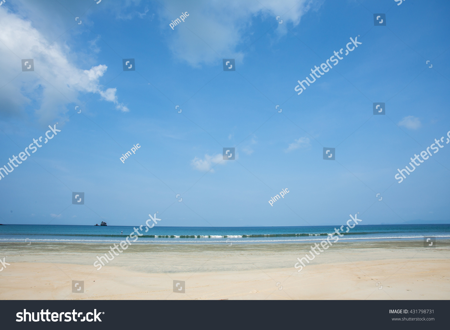 beach background for summer travel with white sand with beautiful blue sea and blue sky. summer ...
