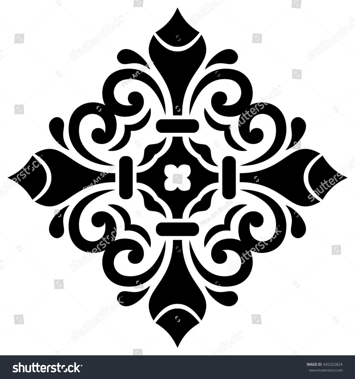 Oriental pattern with arabesques and floral elements. Traditional ...