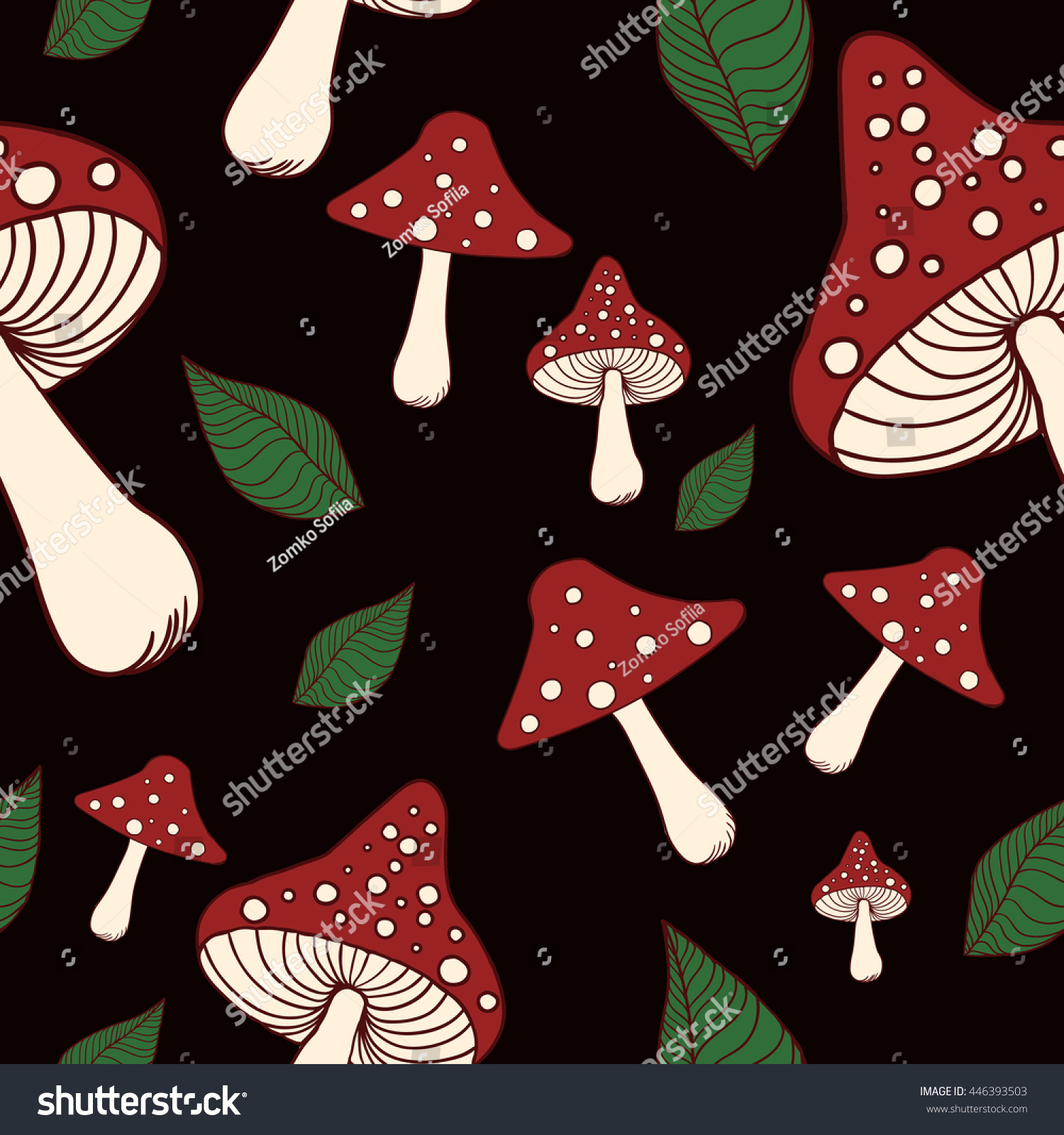 Vector seamless with doodle mushrooms cute texture for children_站酷海洛_正版 ...