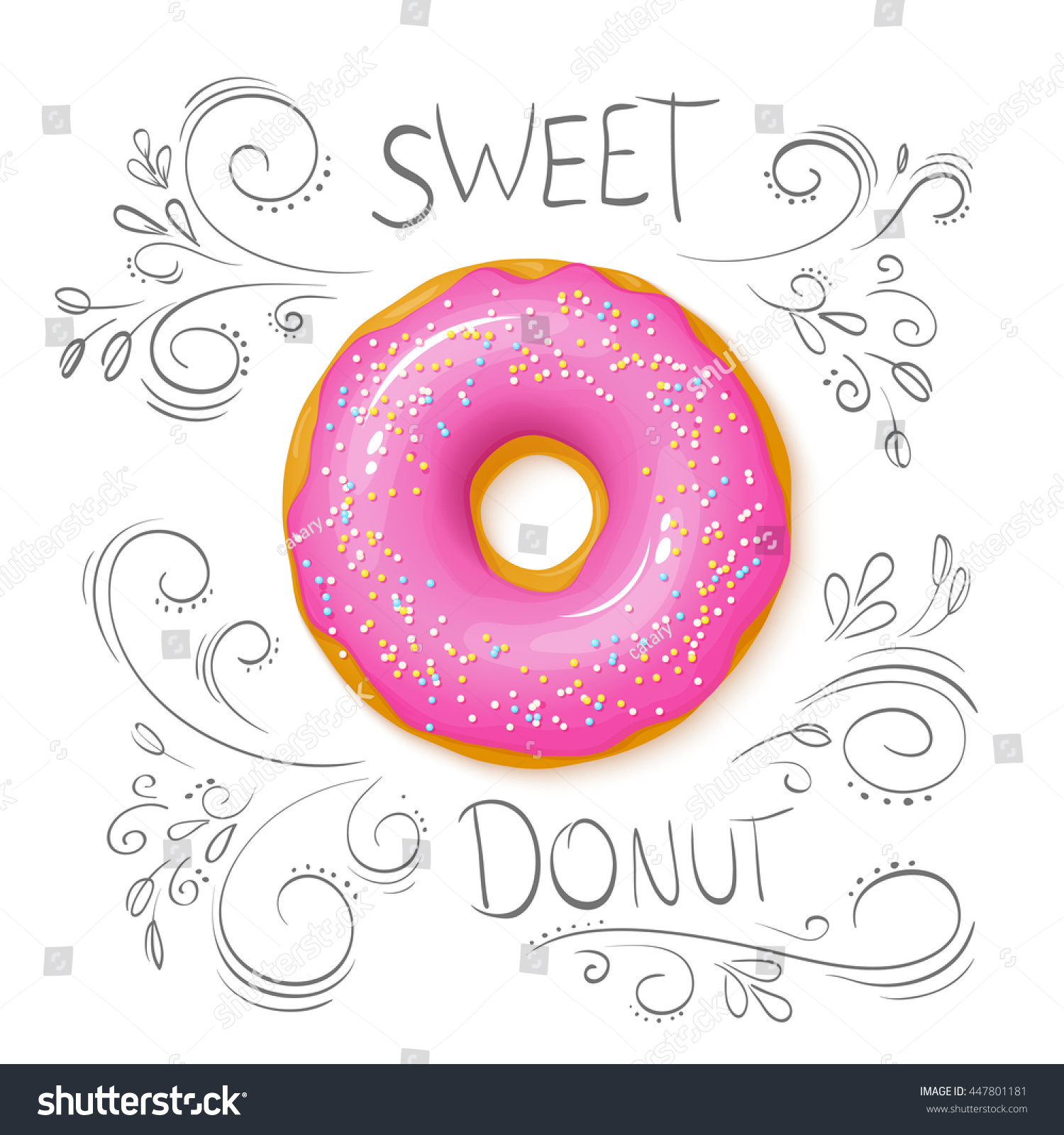 vector illustration of realistic isolated sweet donut on top view with ...