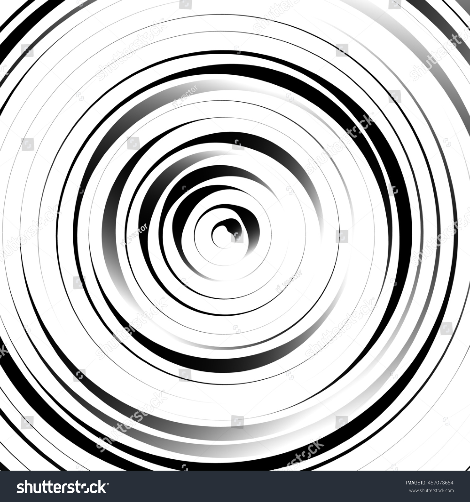 Radial concentric circles with irregular dynamic lines. Abstract pattern with rotating spiral ...