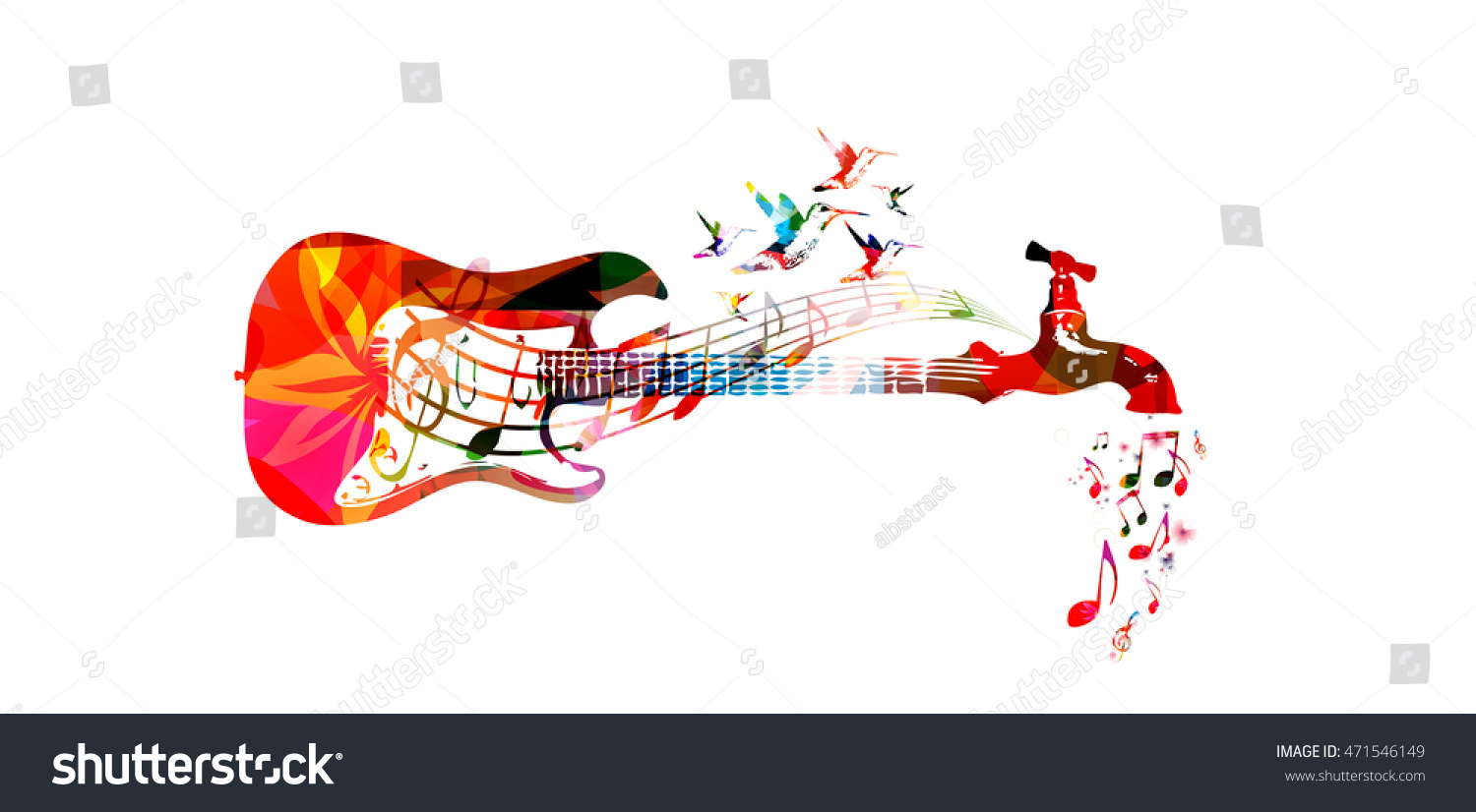 Vector illustration for music inspires concept combining colorful ...