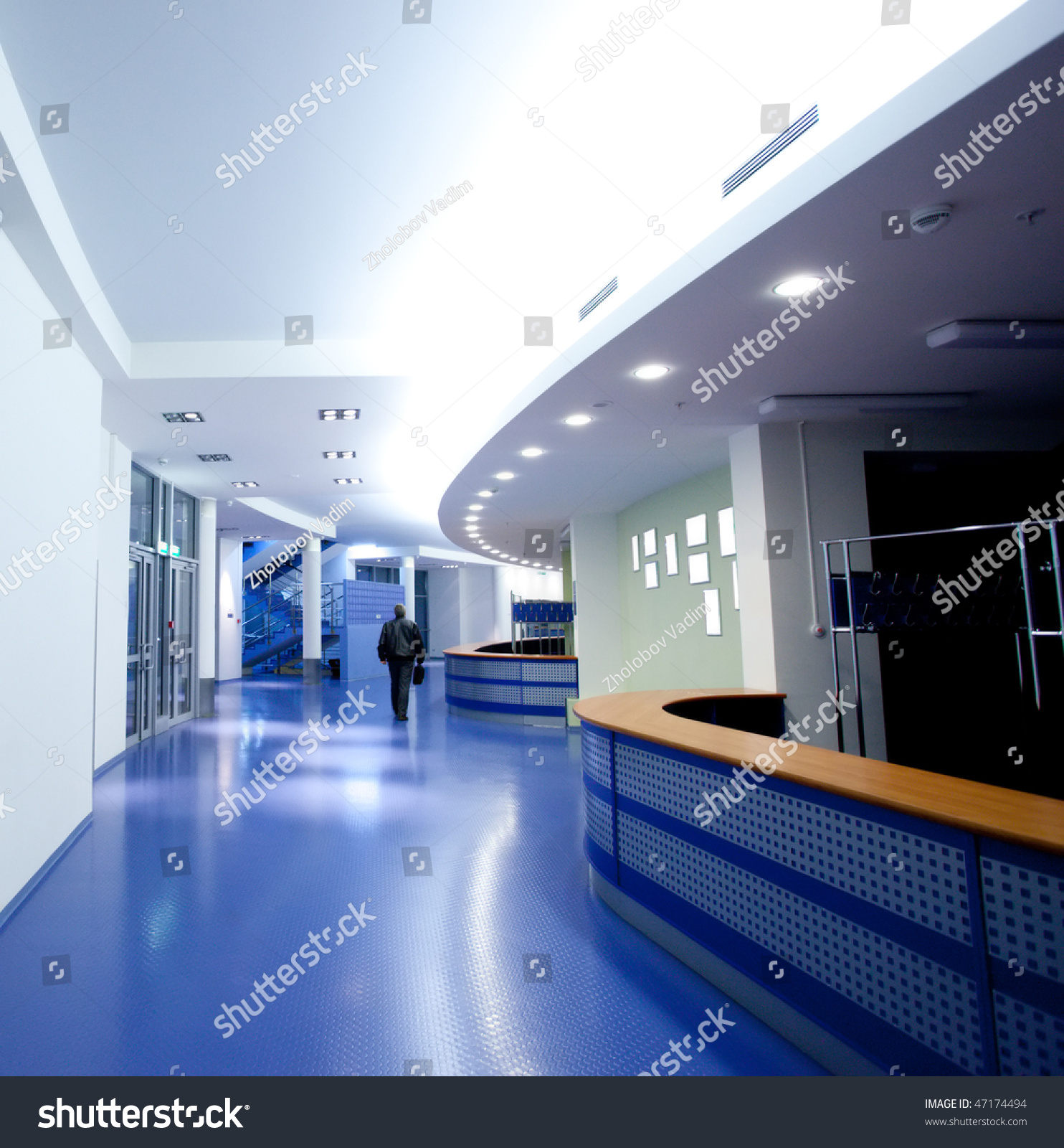 blue futuristic corridor in modern building perspective_站酷海洛_正版图片_视频_字体 ...
