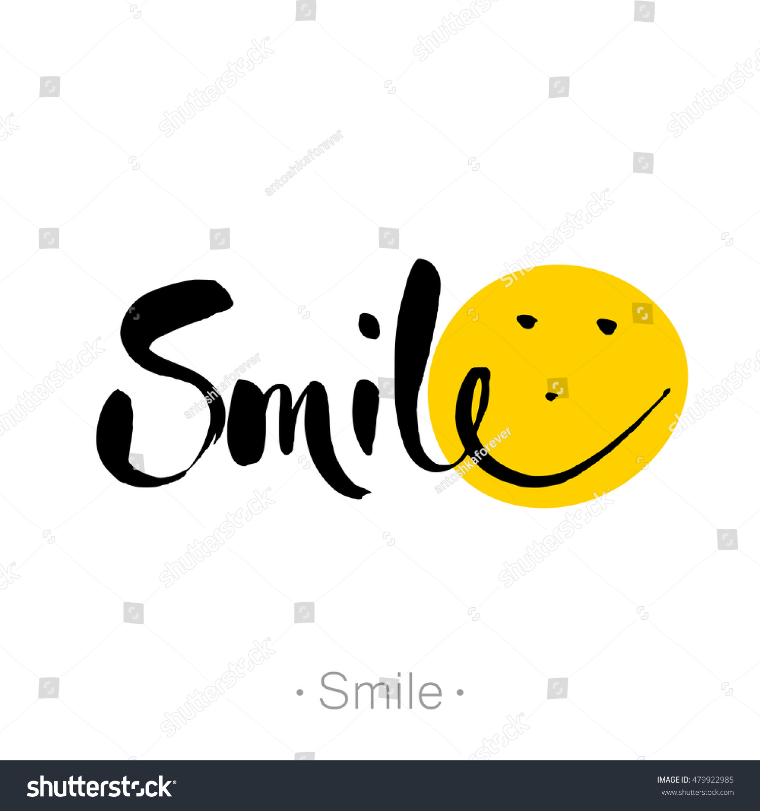 SMILE. Hand lettering calligraphy in style banners labels signs prints ...