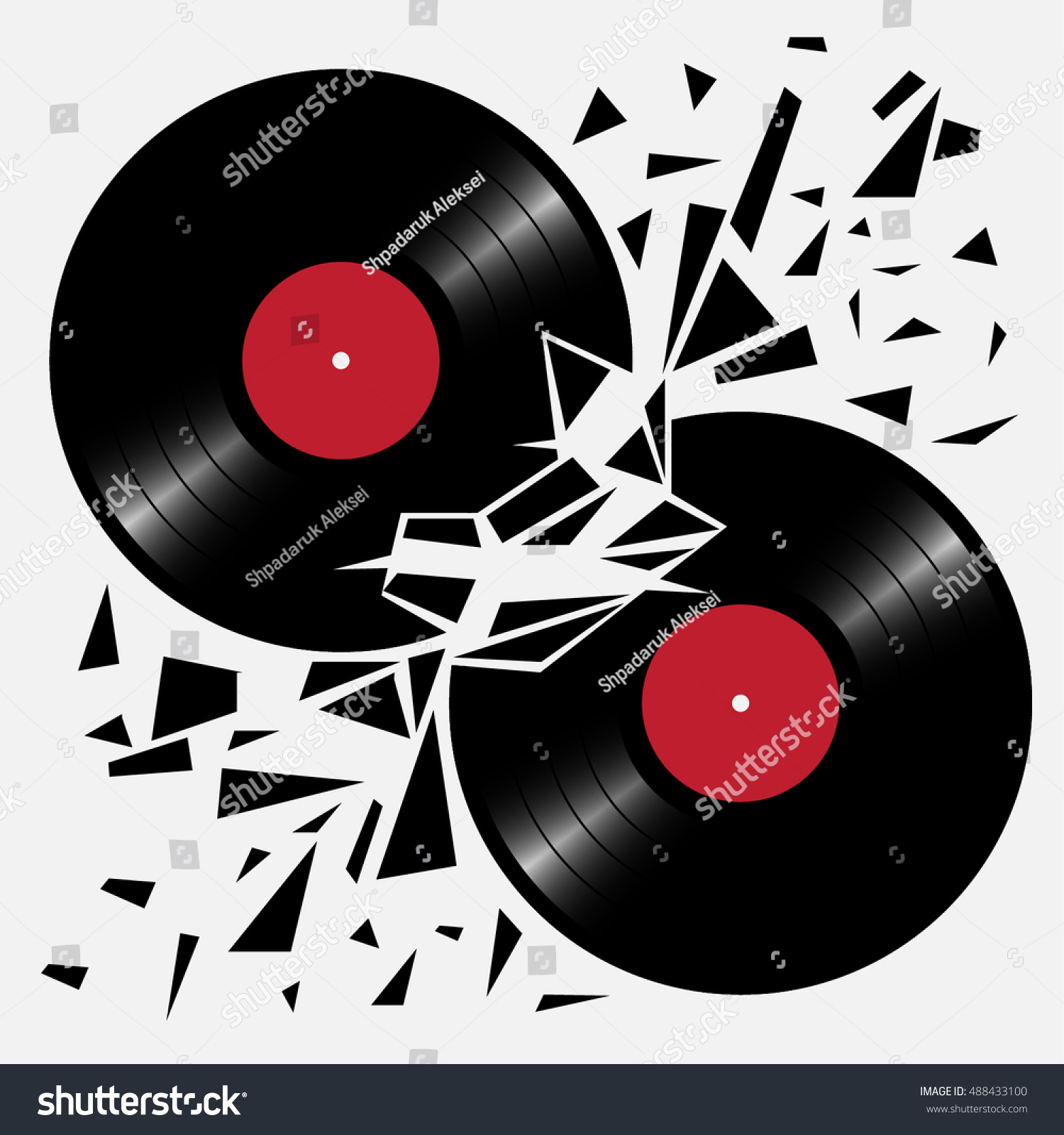 The musical battle. Crash vinyl records. Illustration for club parties ...