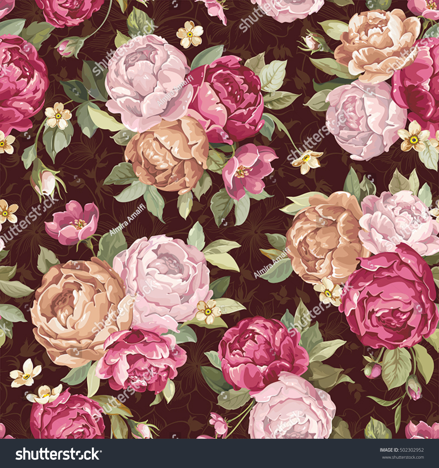 Elegant seamless vintage pattern with Pink Peonies flowers_站酷海洛_正版图片_视频 ...