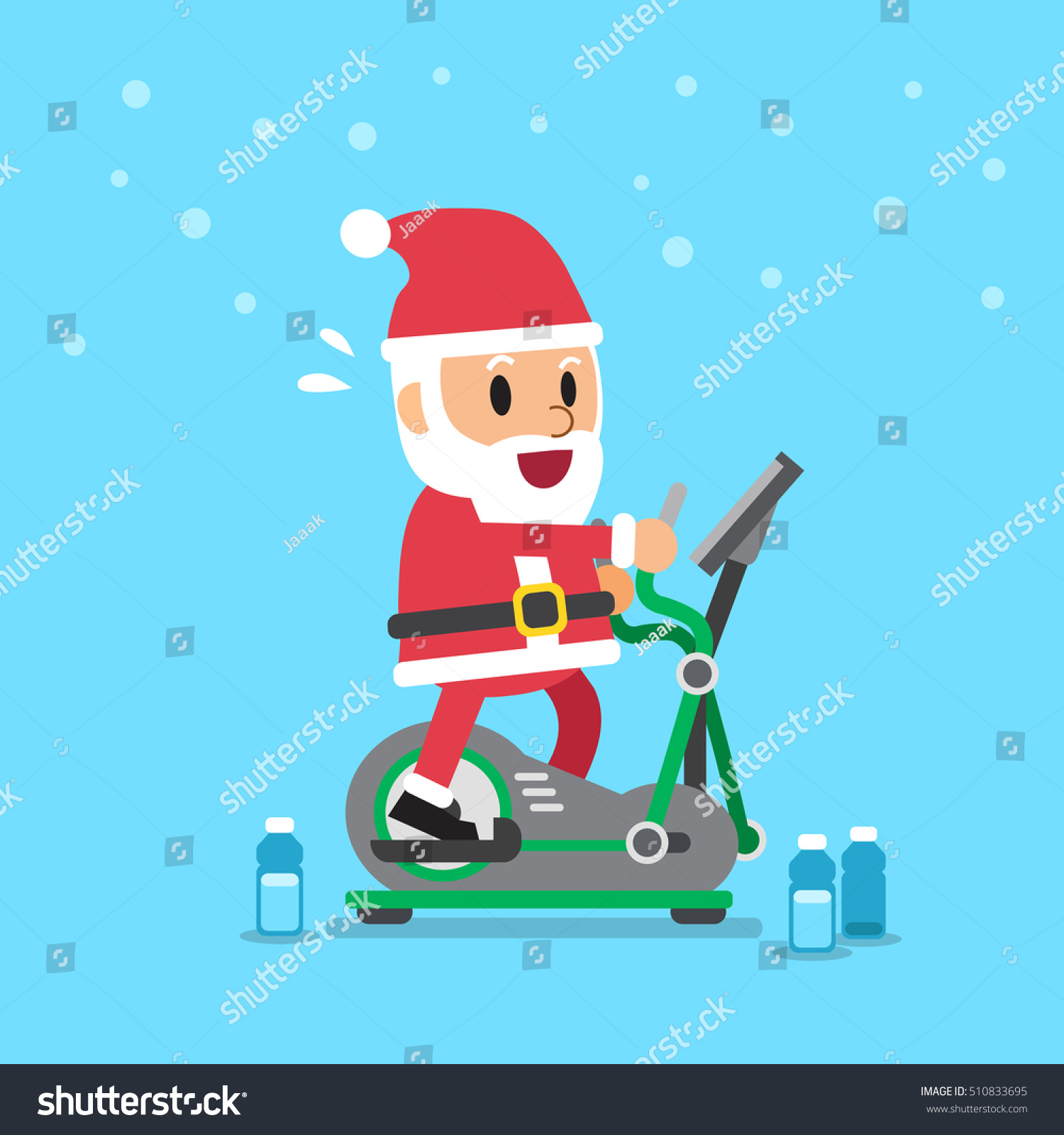 Cartoon santa claus exercising on elliptical machine_站酷海洛_正版图片_视频_字体_音乐 ...