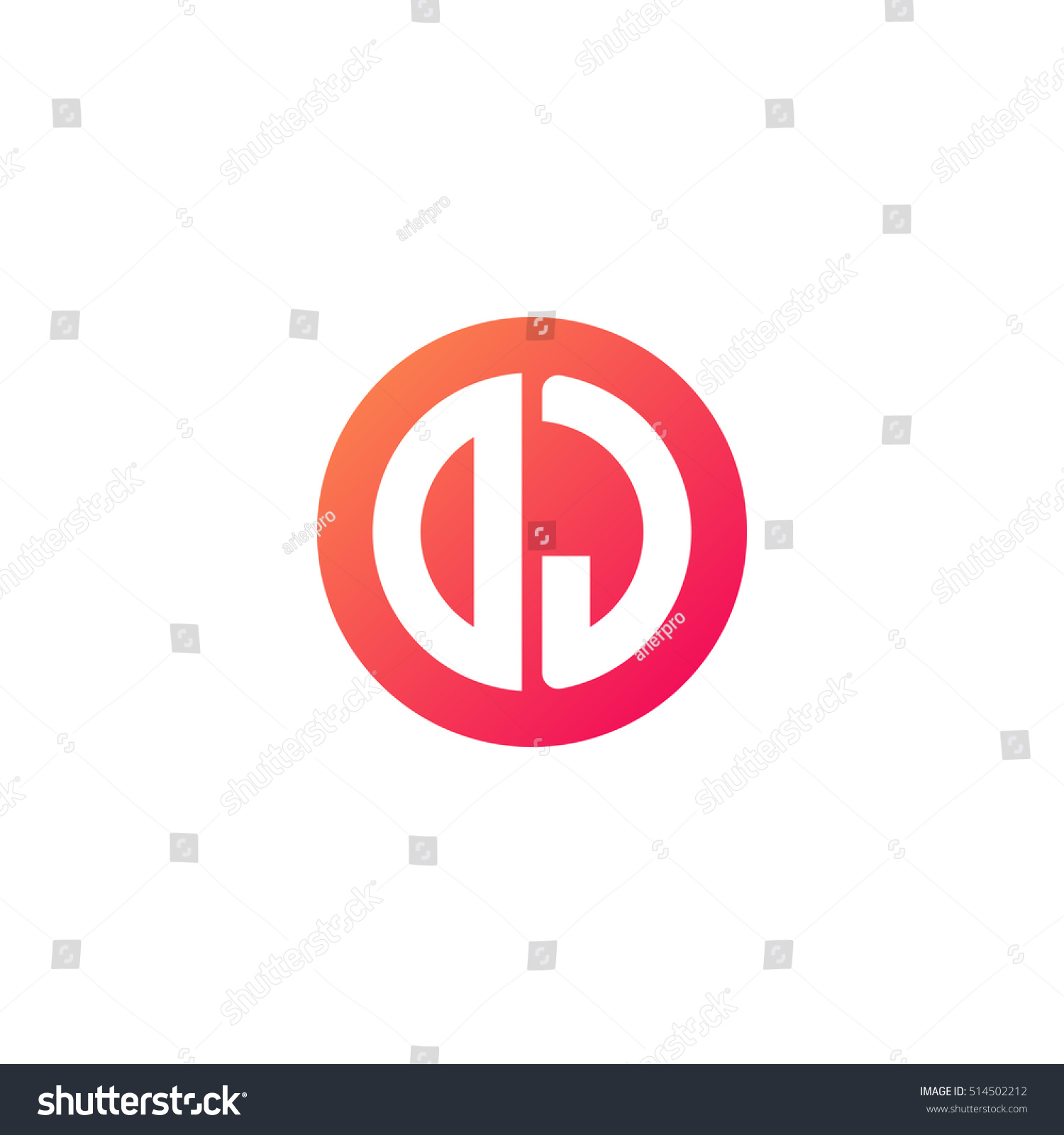 Initial letters DJ circle shape red orange simple logo_站酷海洛_正版图片_视频_字体 ...