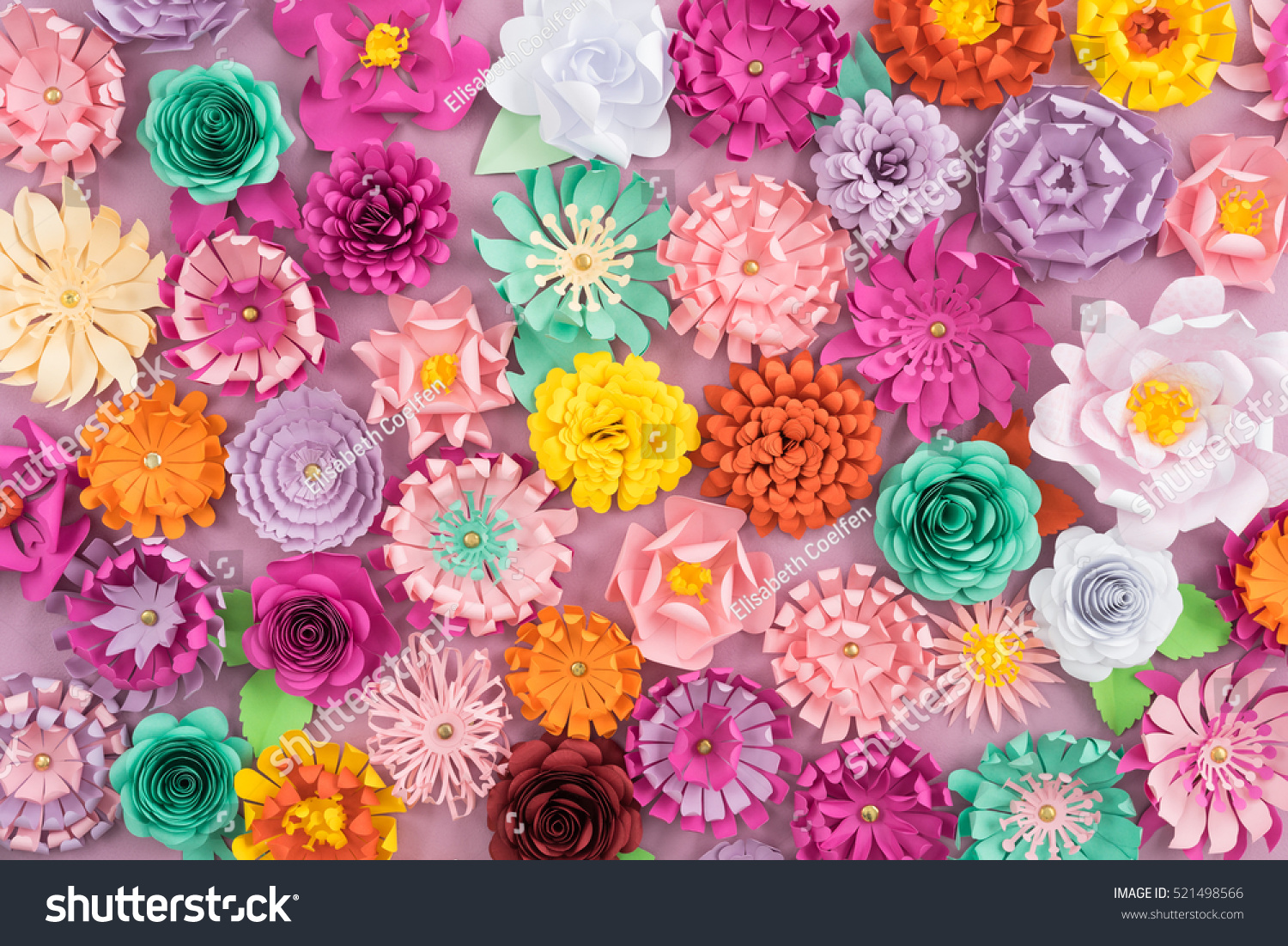Colourful handmade paper flowers on pink background_站酷海洛_正版图片_视频_字体_音乐 ...