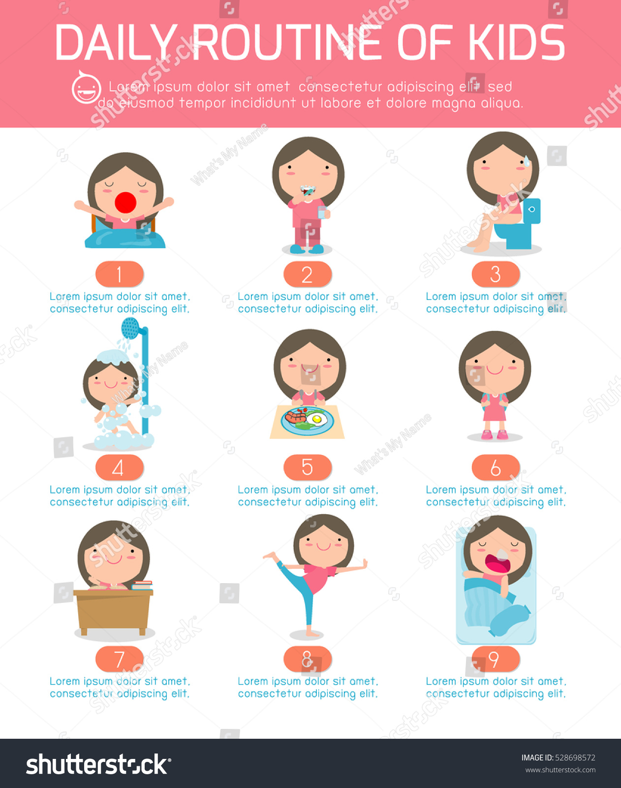 daily routine daily routine of happy kids . infographic element. Health ...
