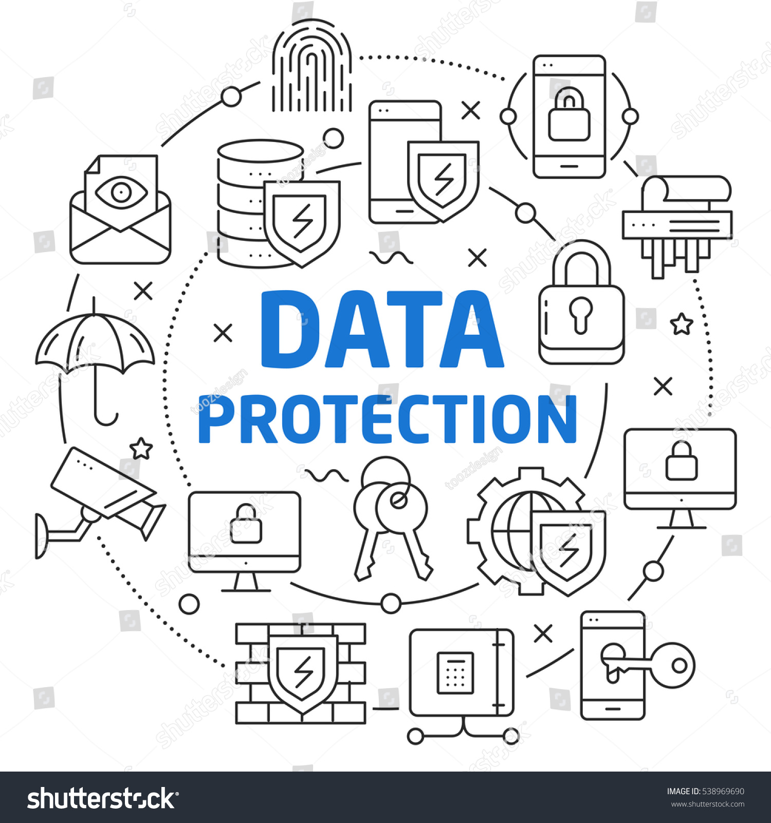 Vector circle lines illustration icons data protection_站酷海洛_正版图片_视频_字体 ...