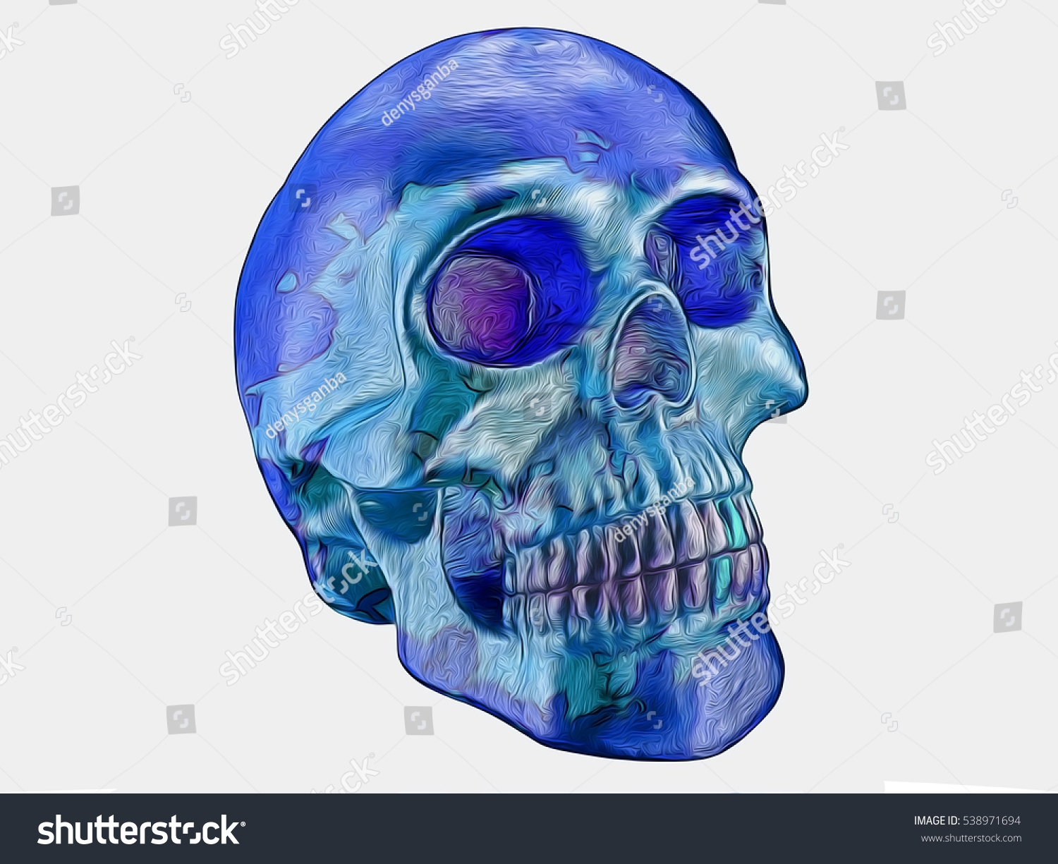3D illustration of skull. Graphic skull. Human skull. Abstract skull ...