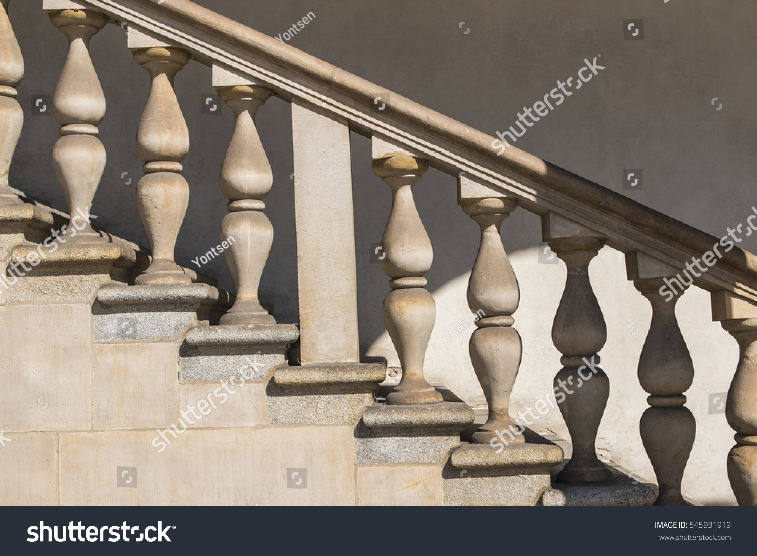 Stone Balustrade of The Old Handrail of a Staircase. Historic Staircase ...