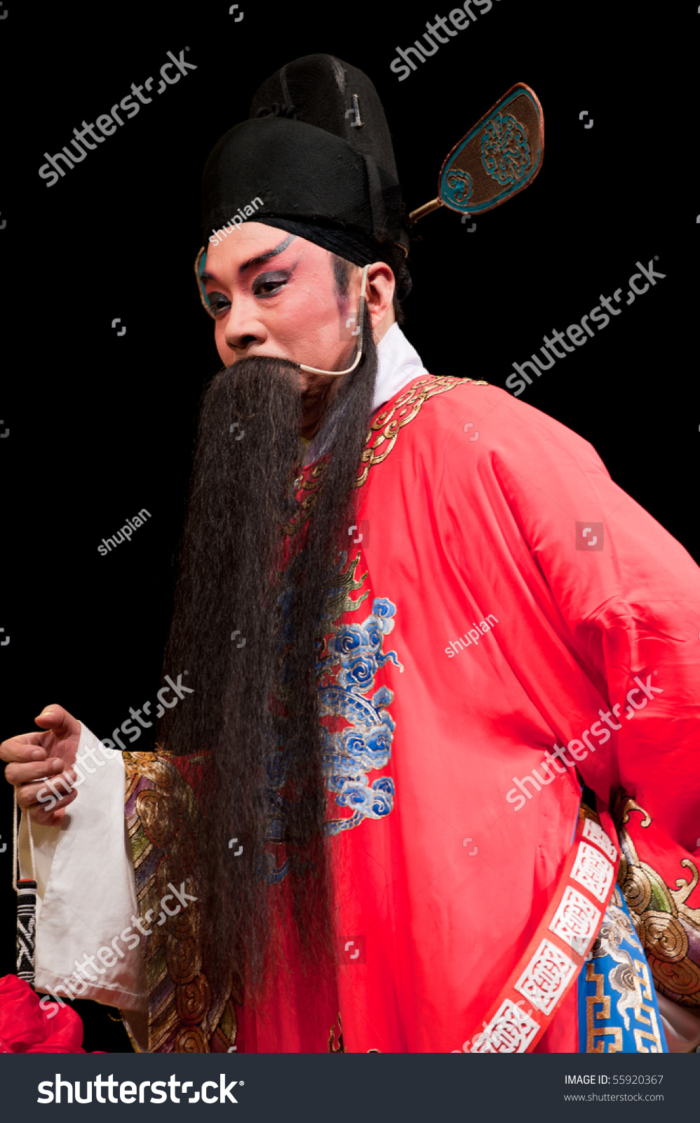 china opera man with long beard in red_站酷海洛_正版图片_视频_字体_音乐素材交易平台_站酷旗下品牌