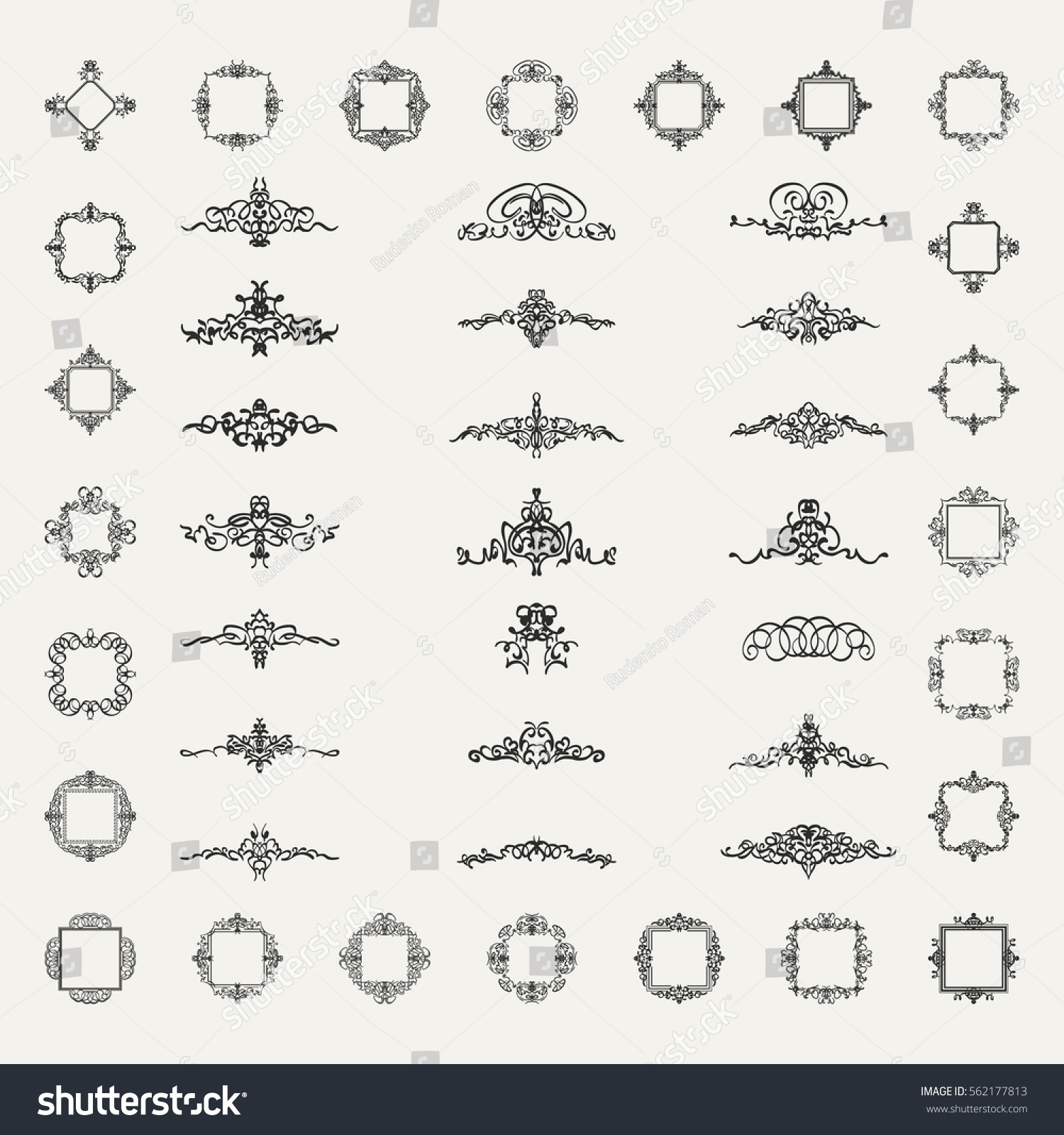 A huge rosette wicker border collection in vector.Vintage set for logos ...