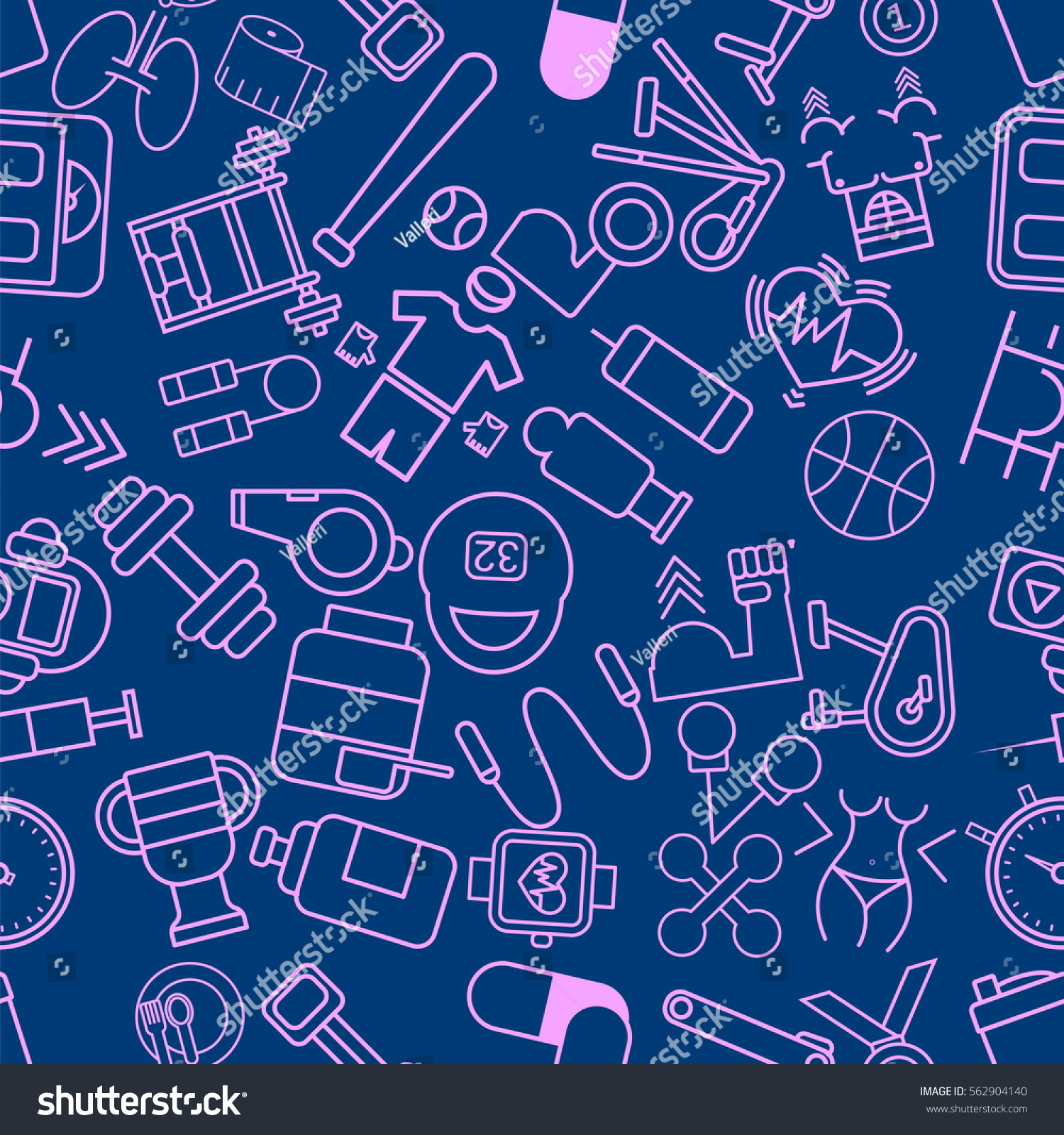 Seamless pattern on the sports theme. Vector illustration sports and ...