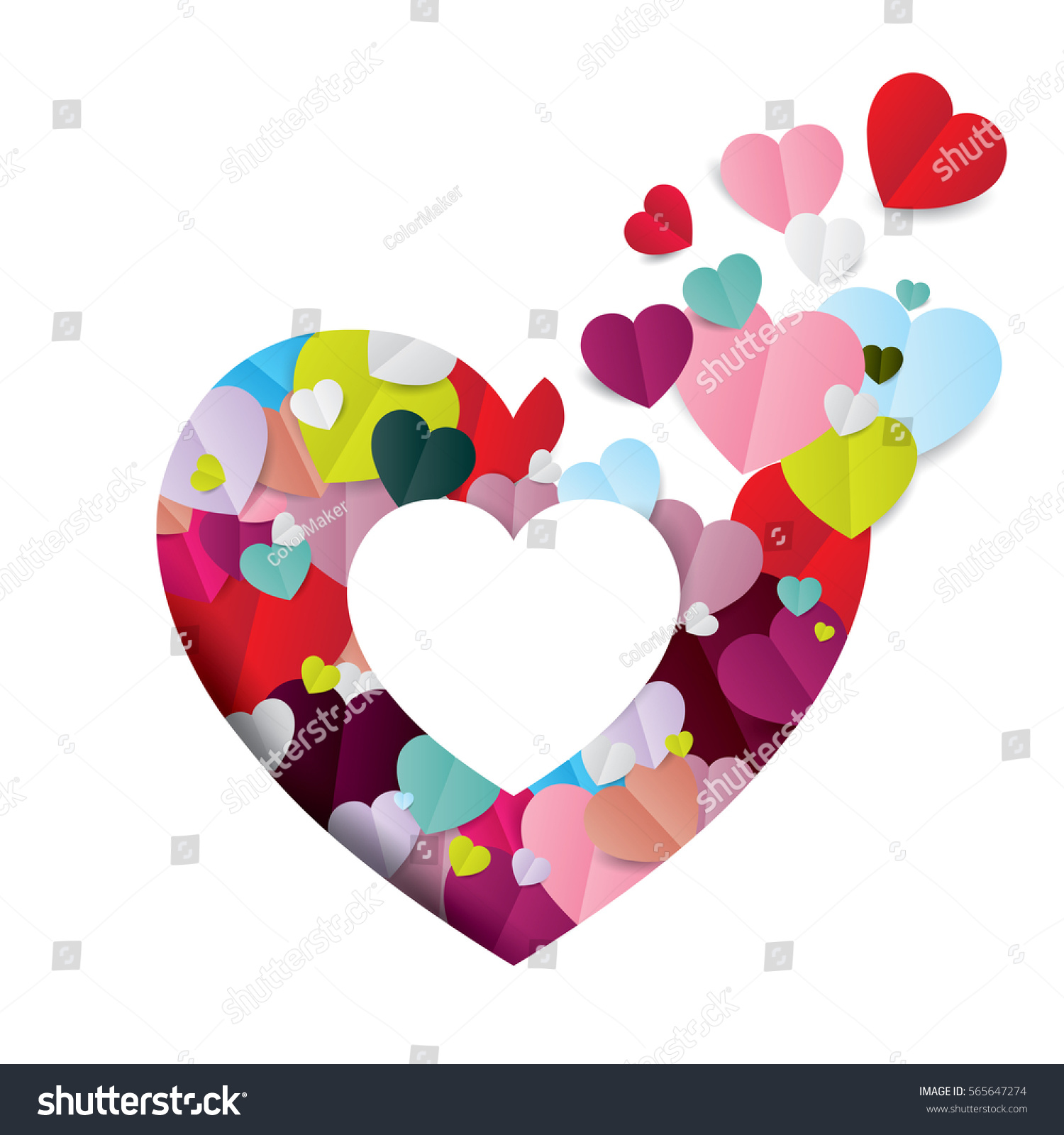 Conceptual vector illustration for Valentines Day with colorful paper ...