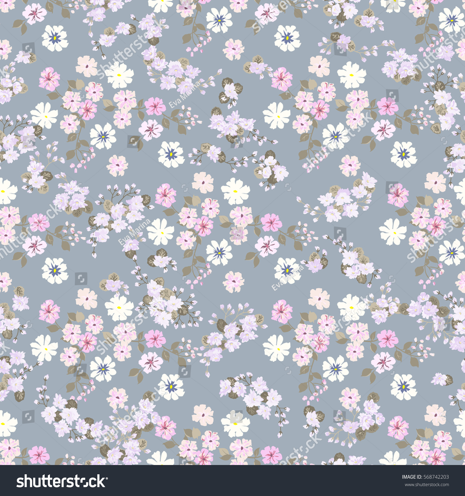 Elegant gentle trendy pattern in small-scale flower. Millefleurs ...