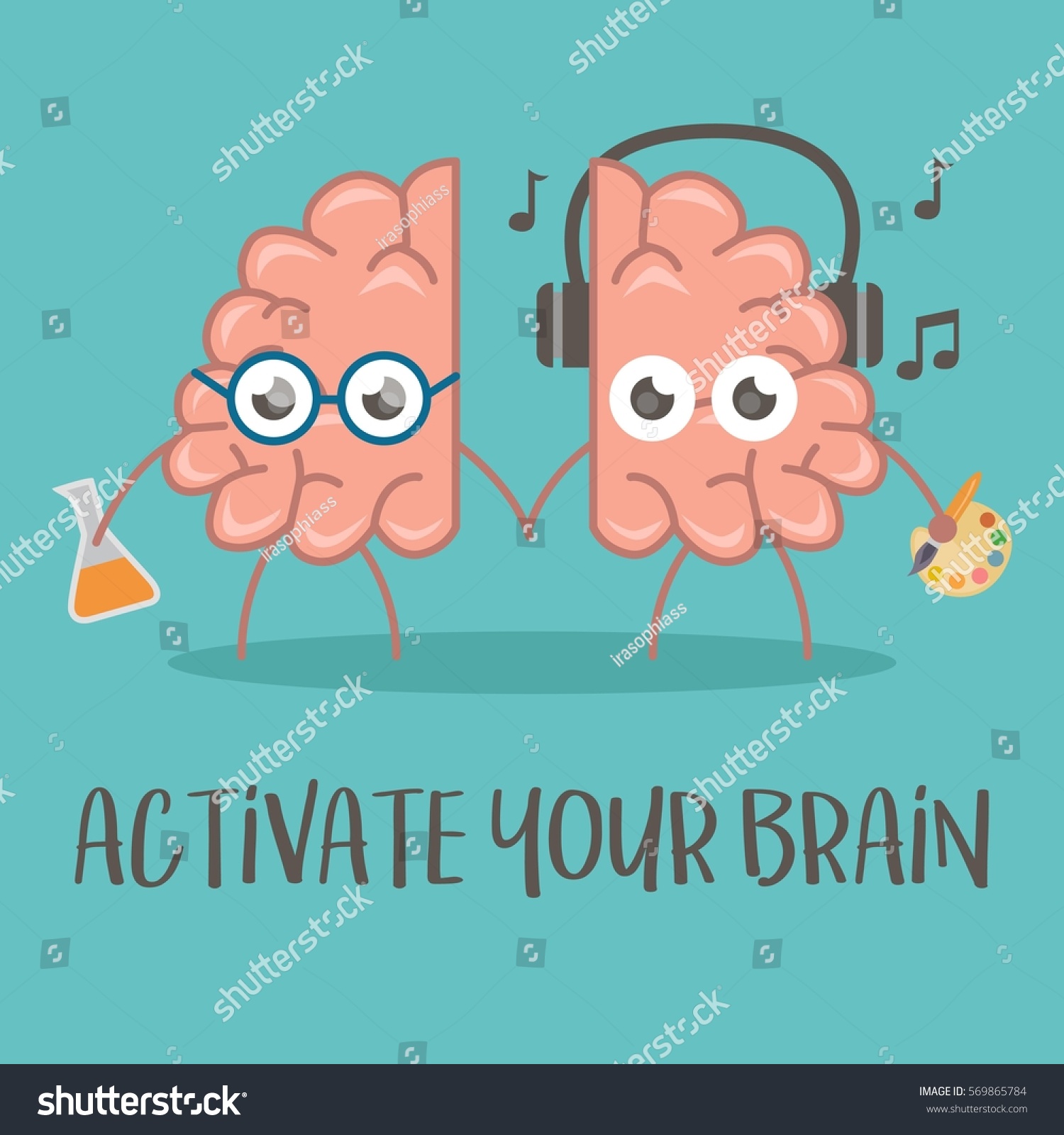 activate your brain poster. left and right brain illustration_站酷海洛_正版图片_视频_字体_音乐素材交易平台_站酷旗下品牌