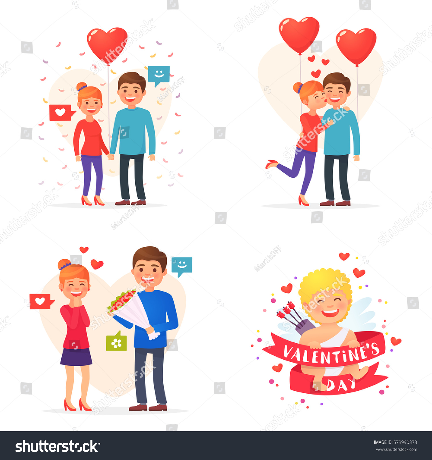 Set cute people theme Valentine's Day. Valentine's Day. Love day ...