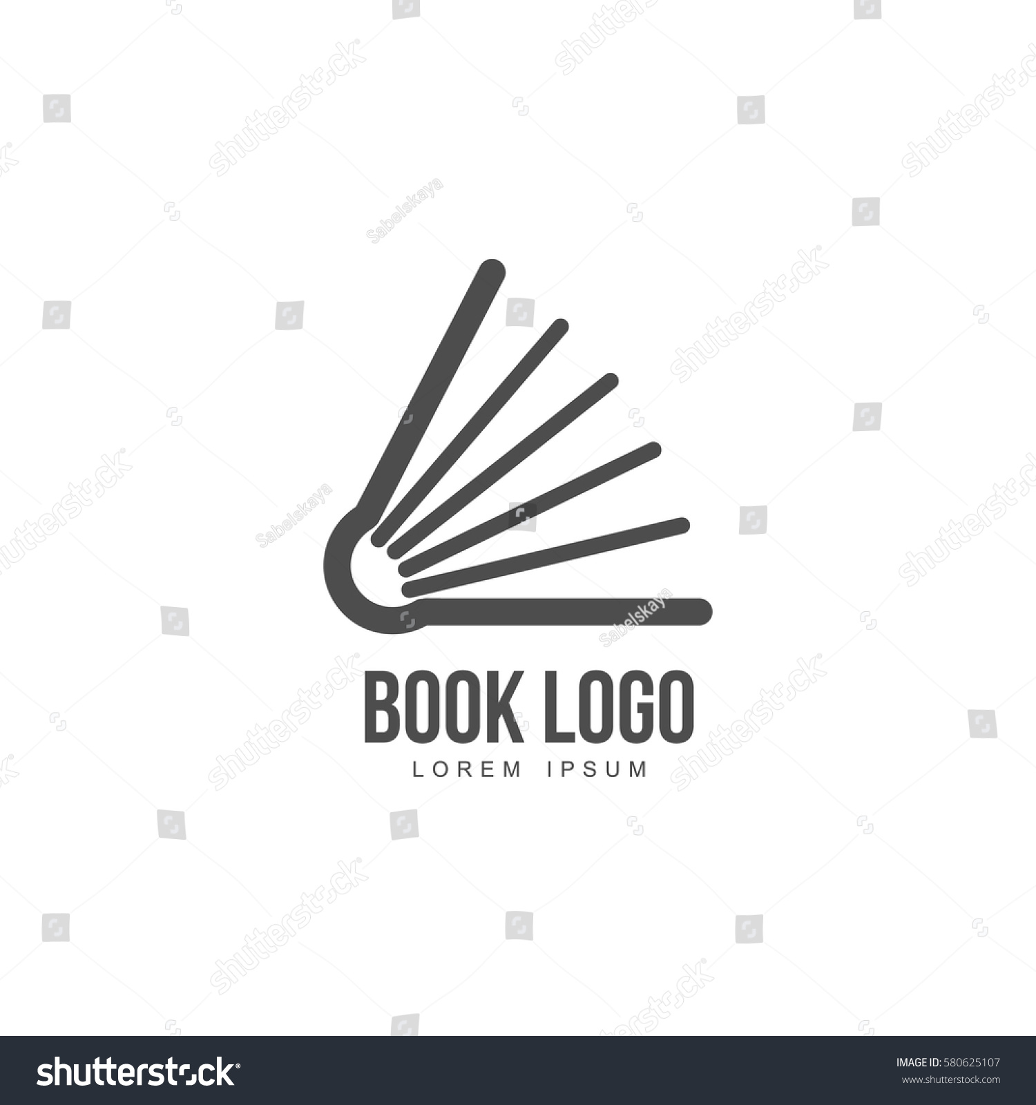 Black and white open book graphic logo template vector illustration ...