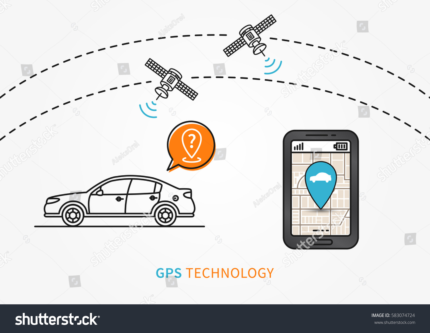 Car GPS search vector illustration. Navigation technology for ...