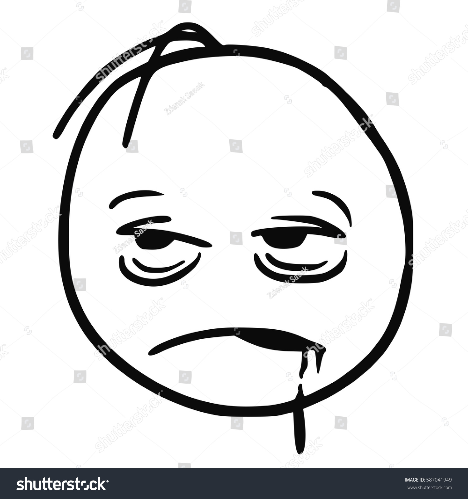 Cartoon vector stickman who is very tired sick sleepy drunked or bored ...