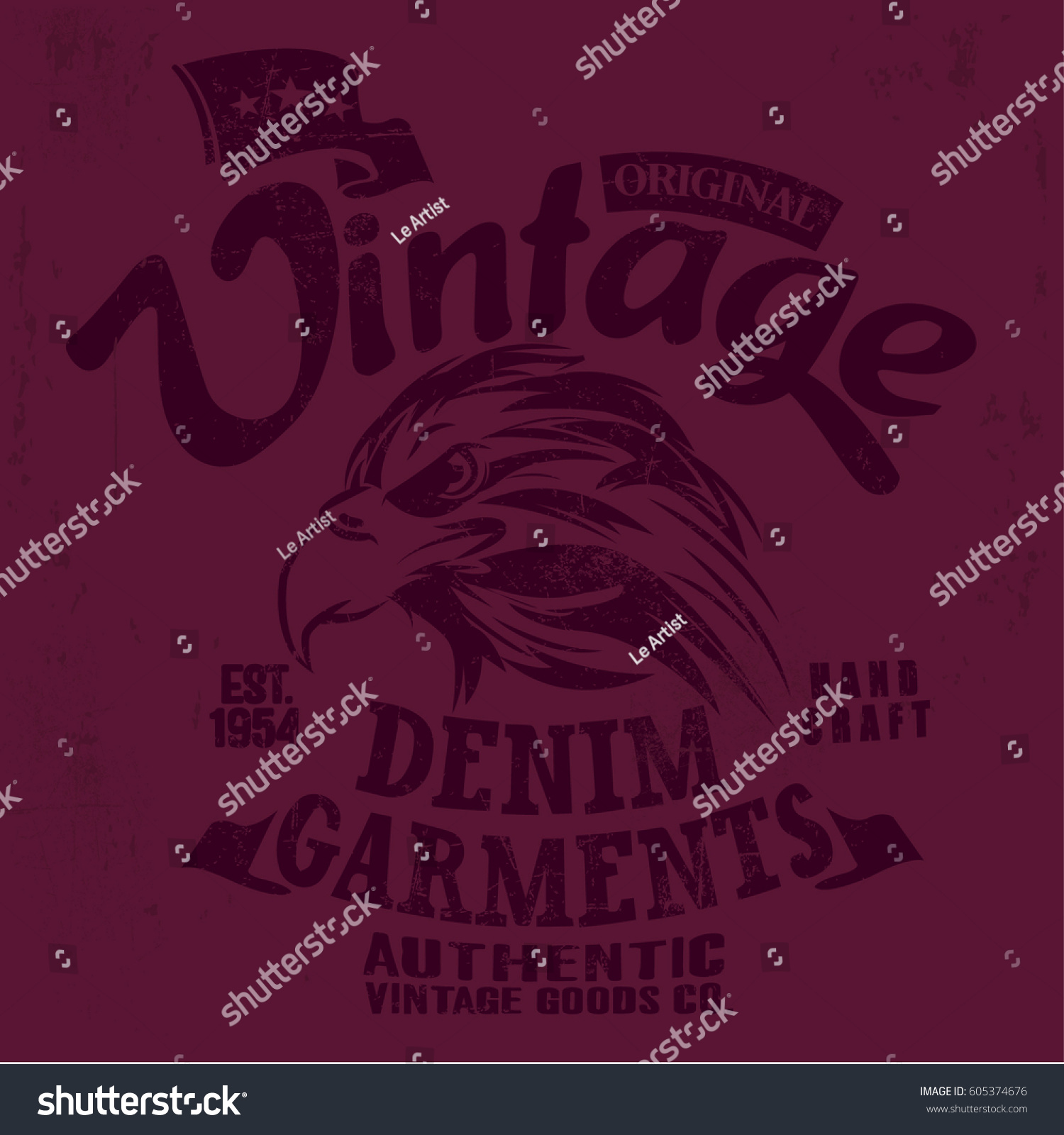 New York vintage denim print for t-shirt or apparel. Eagle vector. Old ...
