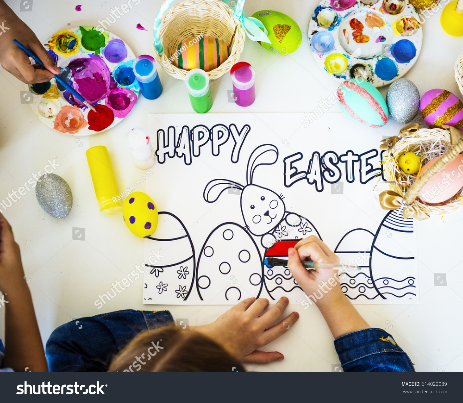 Students Art Class Painting Easter Rabbit Imagination Learning_站酷海洛_正版 ...