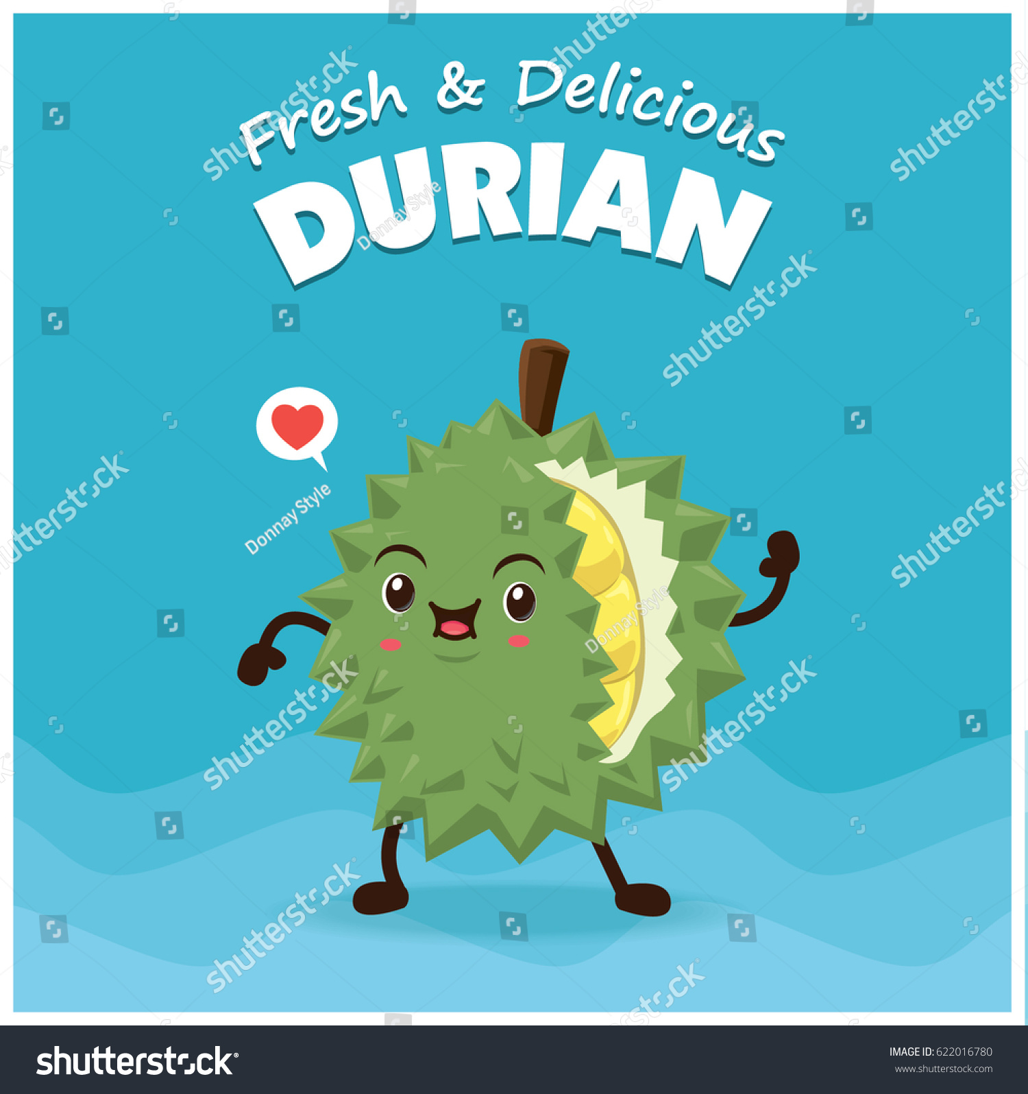 Vintage Durian poster design with vector durian character._站酷海洛_正版图片_视频_字体_音乐素材交易平台_站酷旗下品牌