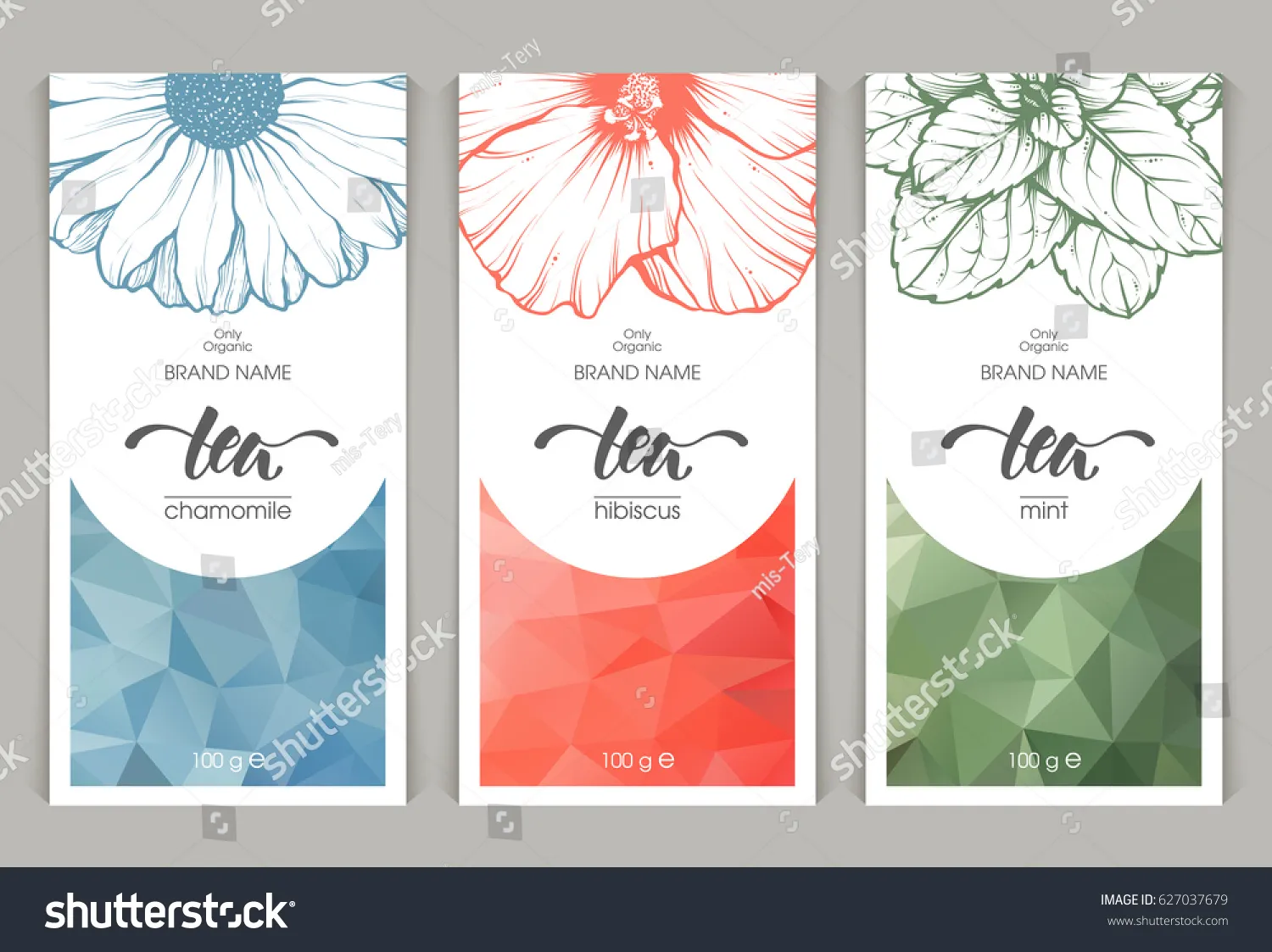 Vector set of templates packaging herbal tea label banner poster ...