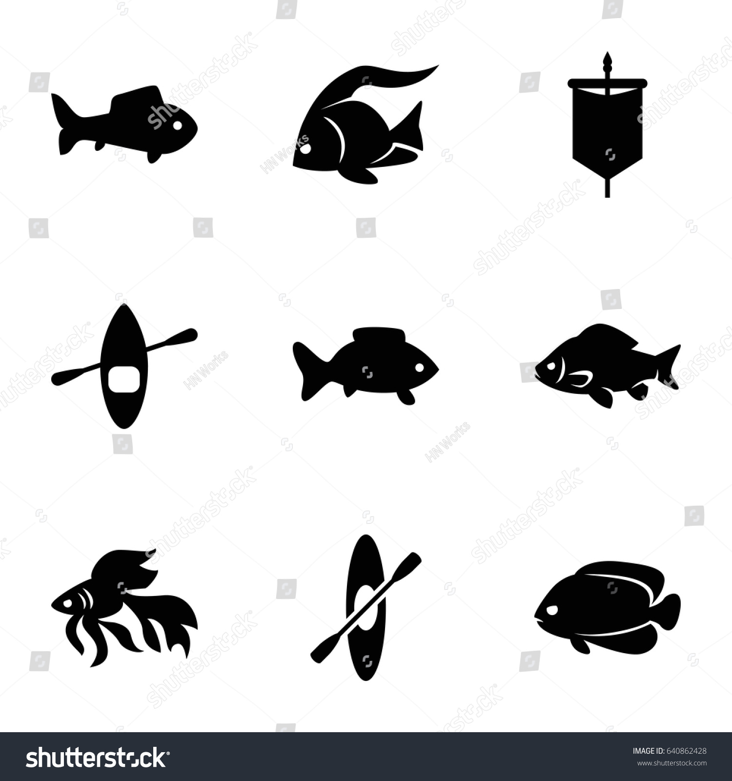 River icons set. set of 9 river filled icons such as fish rowing rowing ...