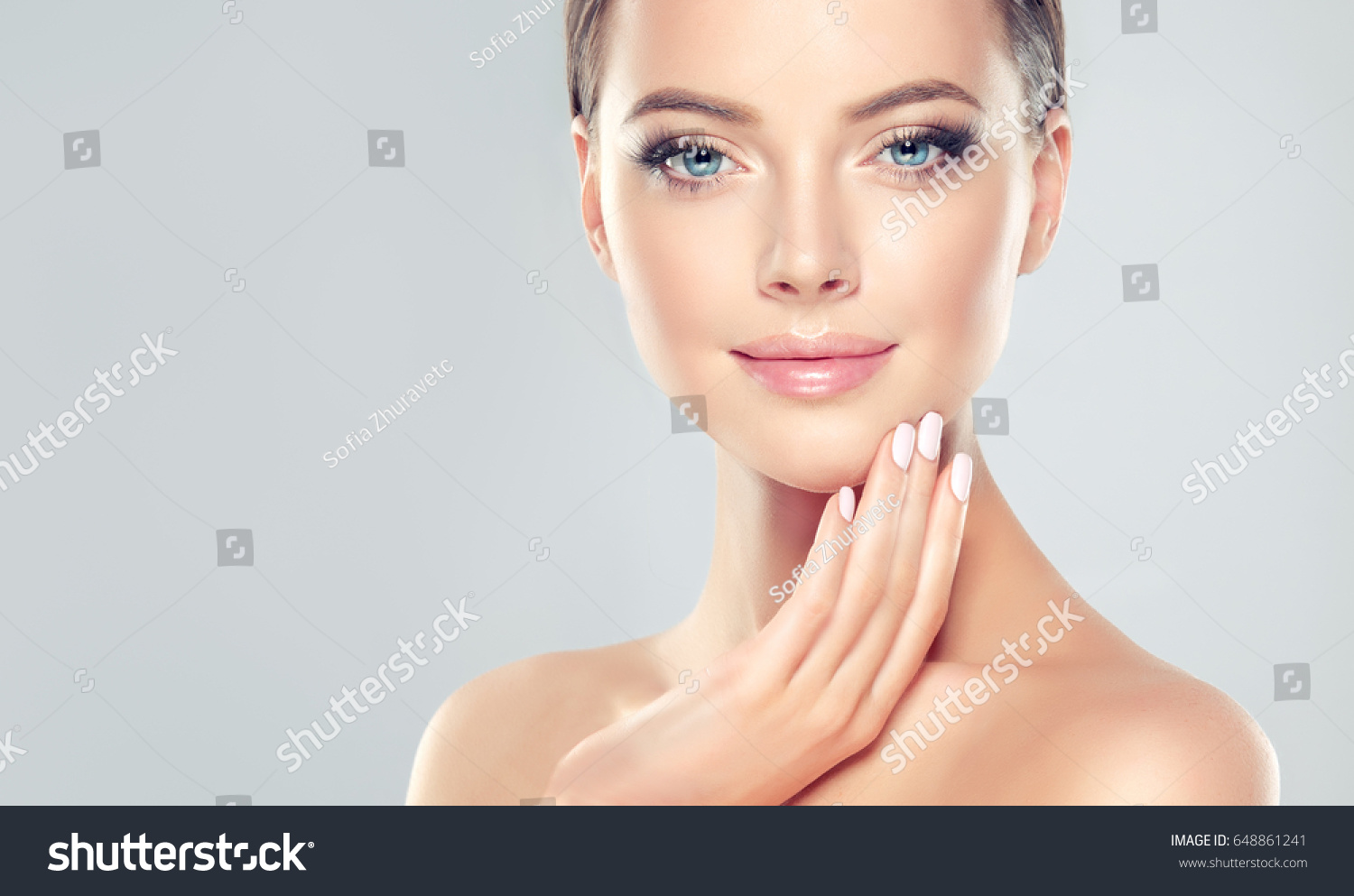 Beautiful Young Woman with Clean Fresh Skin . Facial treatment ...