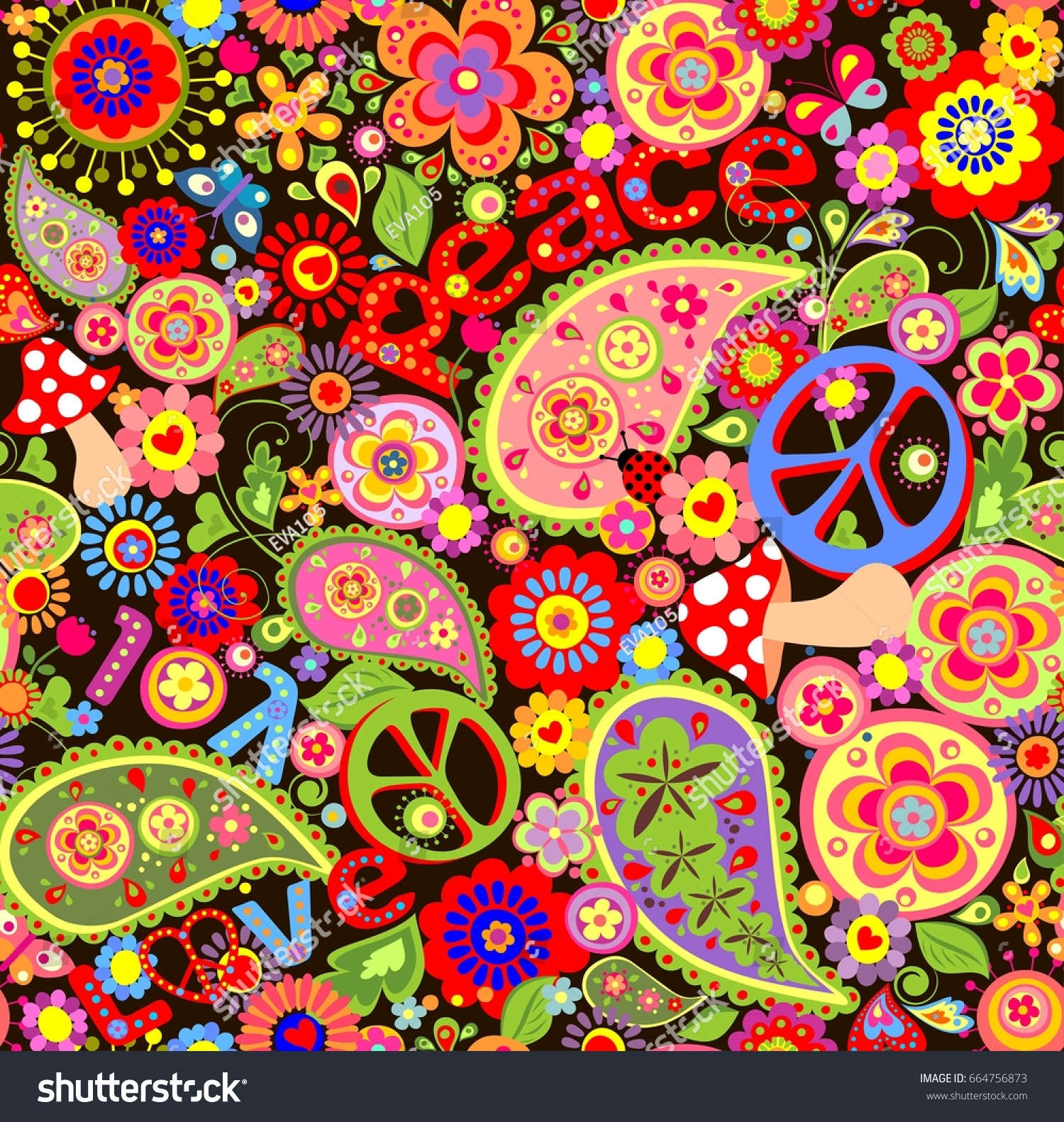 Funny childish abstract colorful wallpaper with hippie symbolic_站酷海洛_正版图片_视频_字体_音乐素材交易平台_站酷旗下品牌