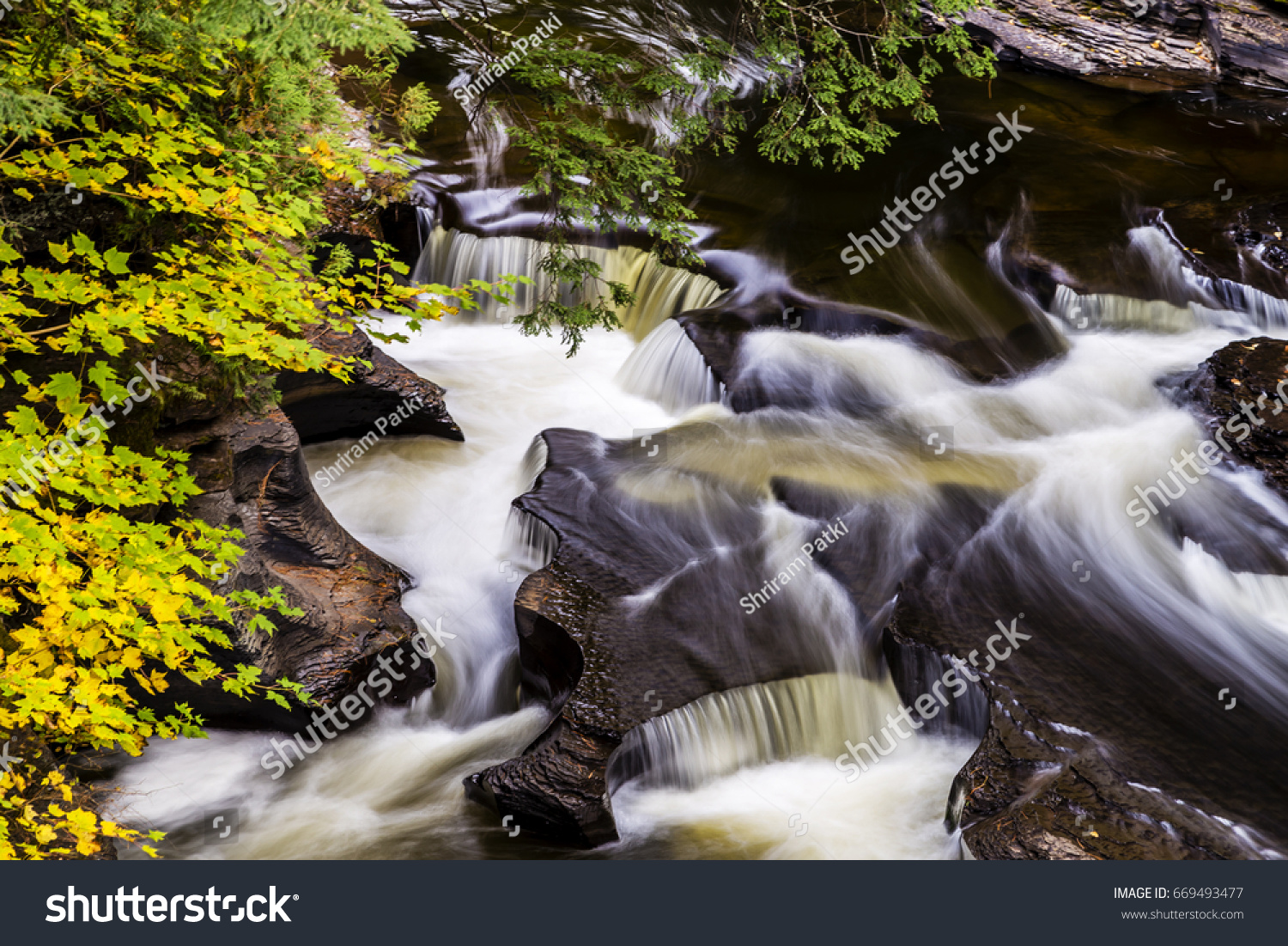 Beautiful rock formation in presque isle river in Upper Peninsula of ...