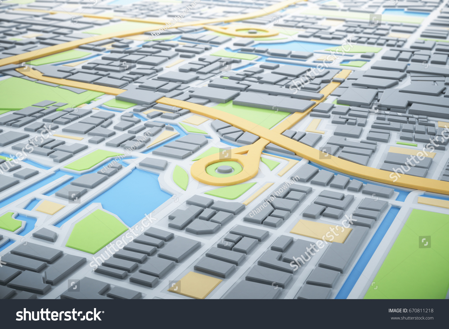 3D Map of City with navigator pin locator. Navigation location route ...