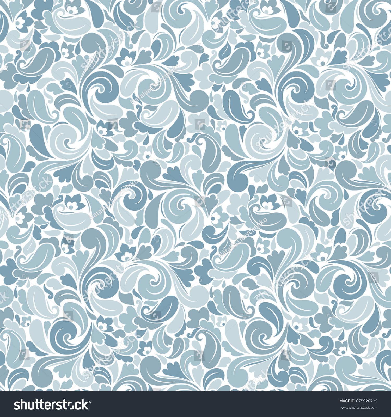 Seamless background baroque style blue color. Vintage Pattern. Retro ...