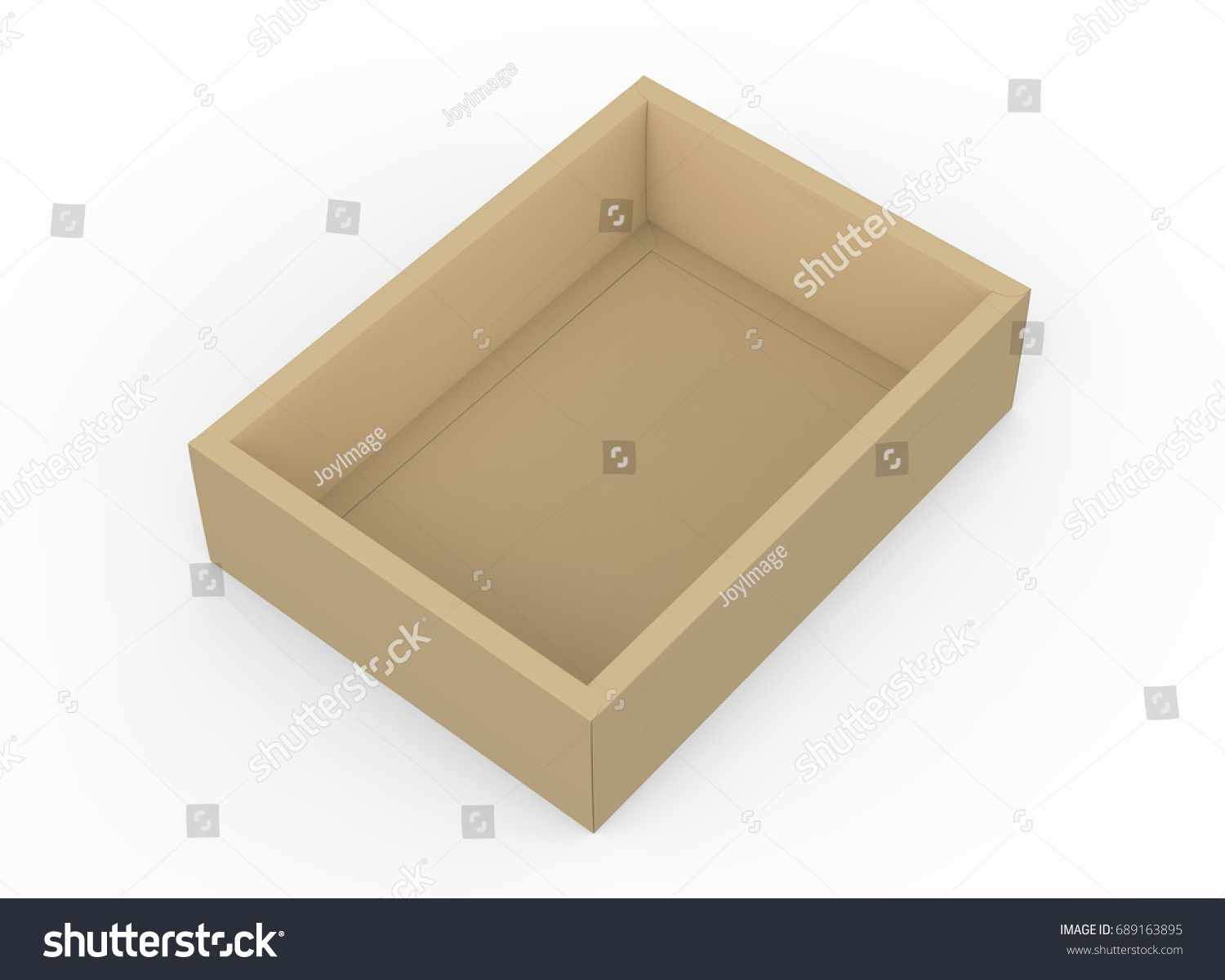 Brown cardboard box mockup blank box template without lid in 3d ...