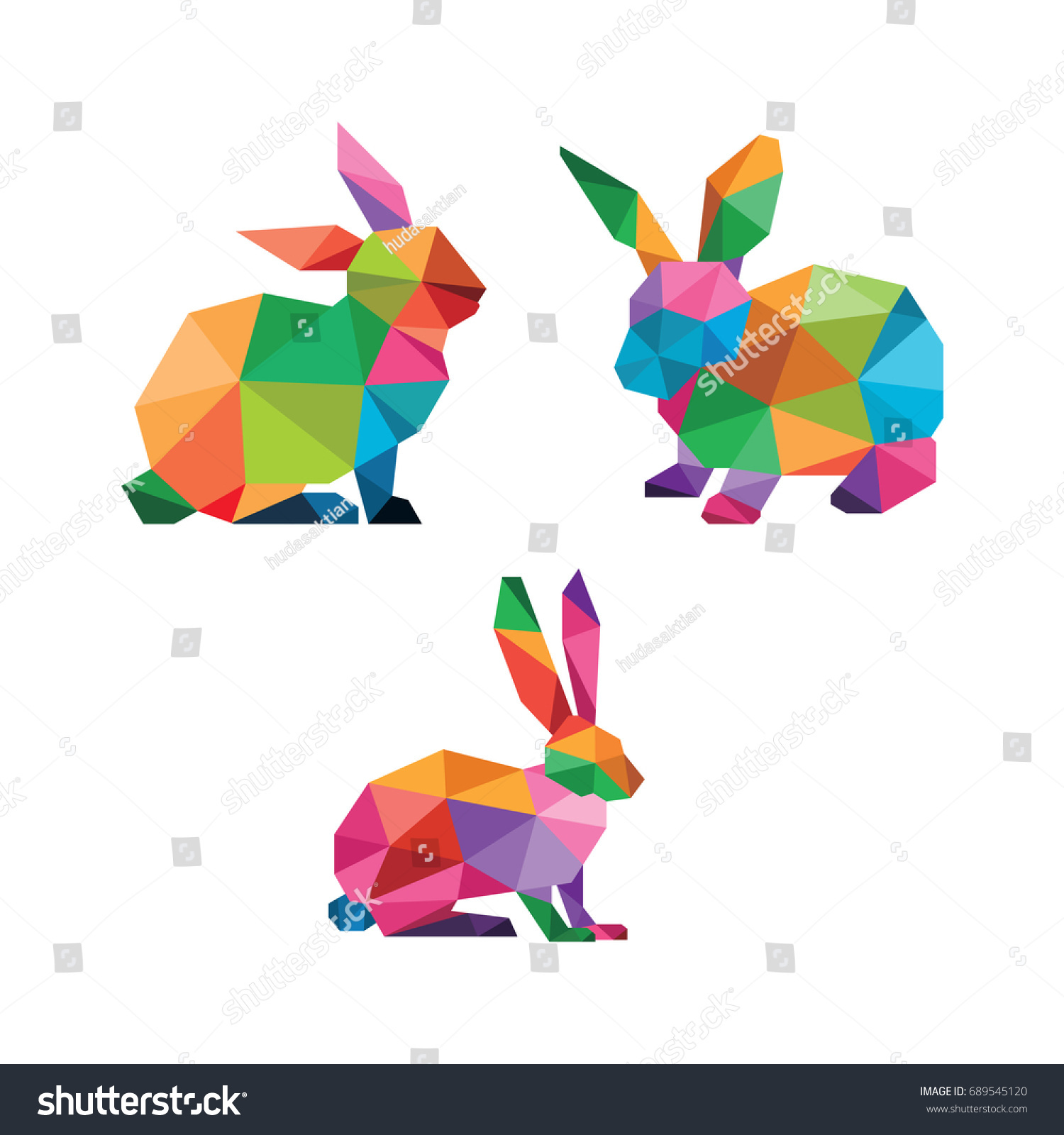 LOW POLY LOGO ICON SYMBOL RABBIT POLYGONAL SET_站酷海洛_正版图片_视频_字体_音乐素材交易平台_站酷旗下品牌