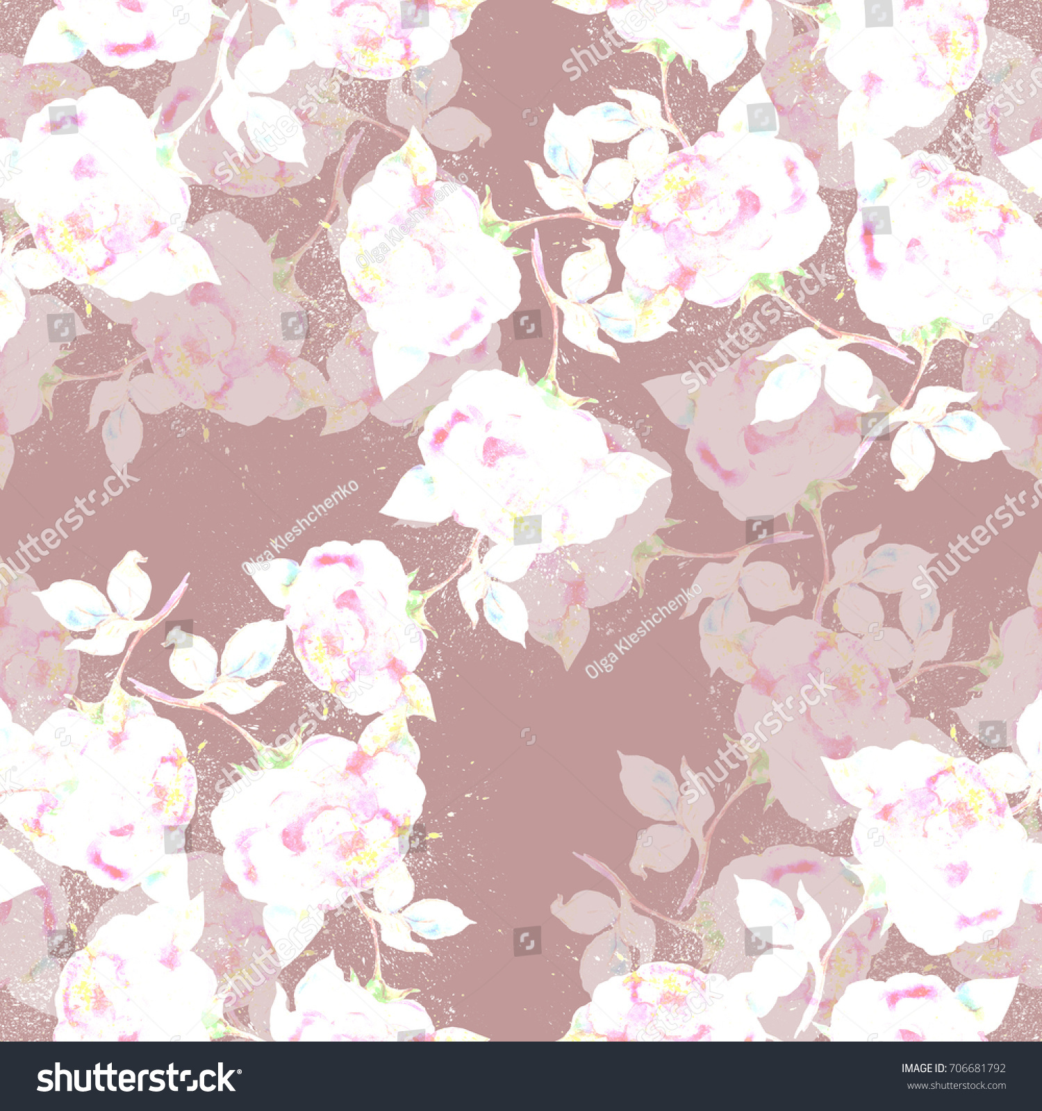 Watercolor pink small roses in seamless pattern._站酷海洛_正版图片_视频_字体_音乐素材交易 ...