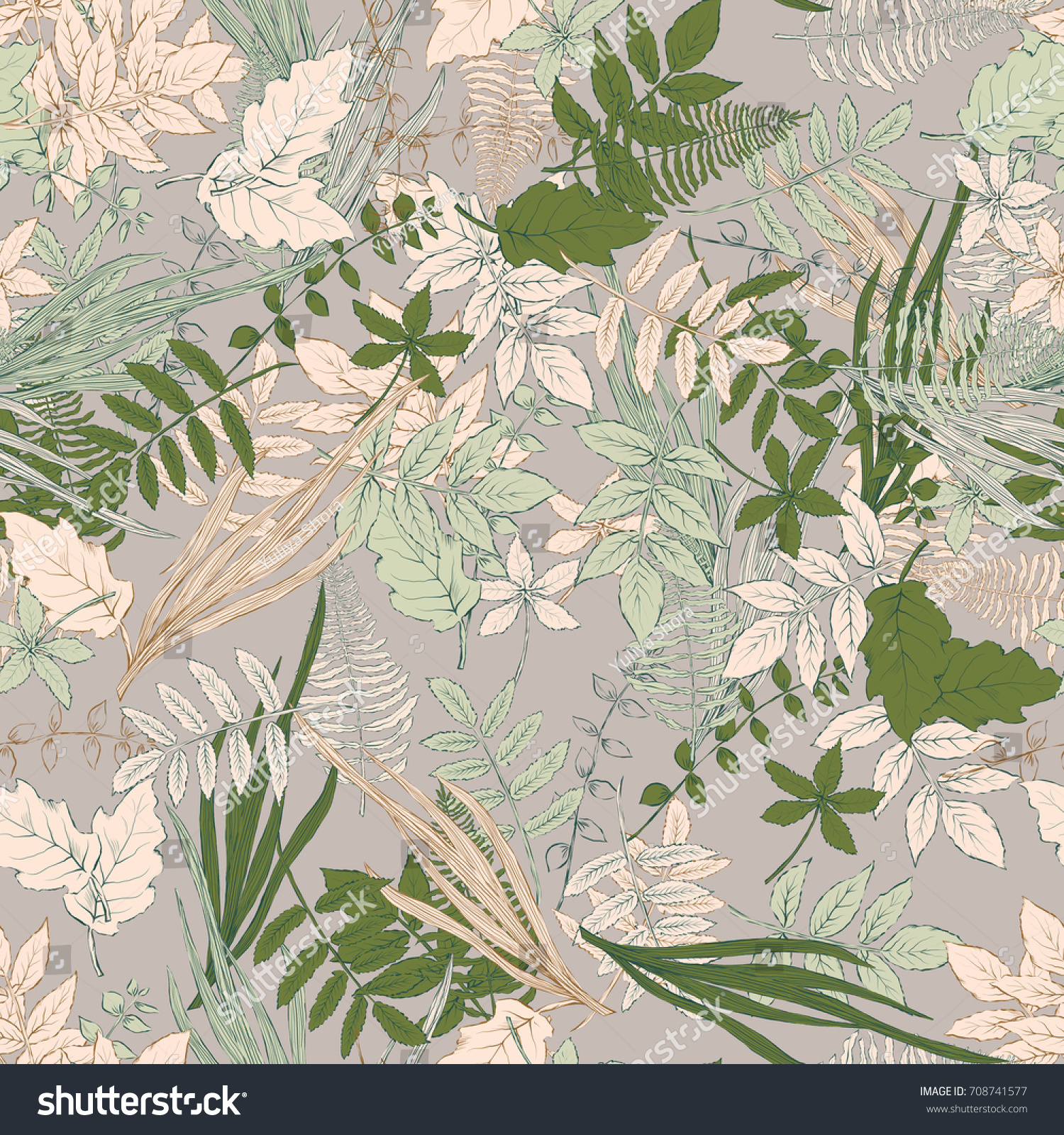 hand painted herbs seamless design. forest leaf pattern_站酷海洛_正版图片_视频_字体 ...