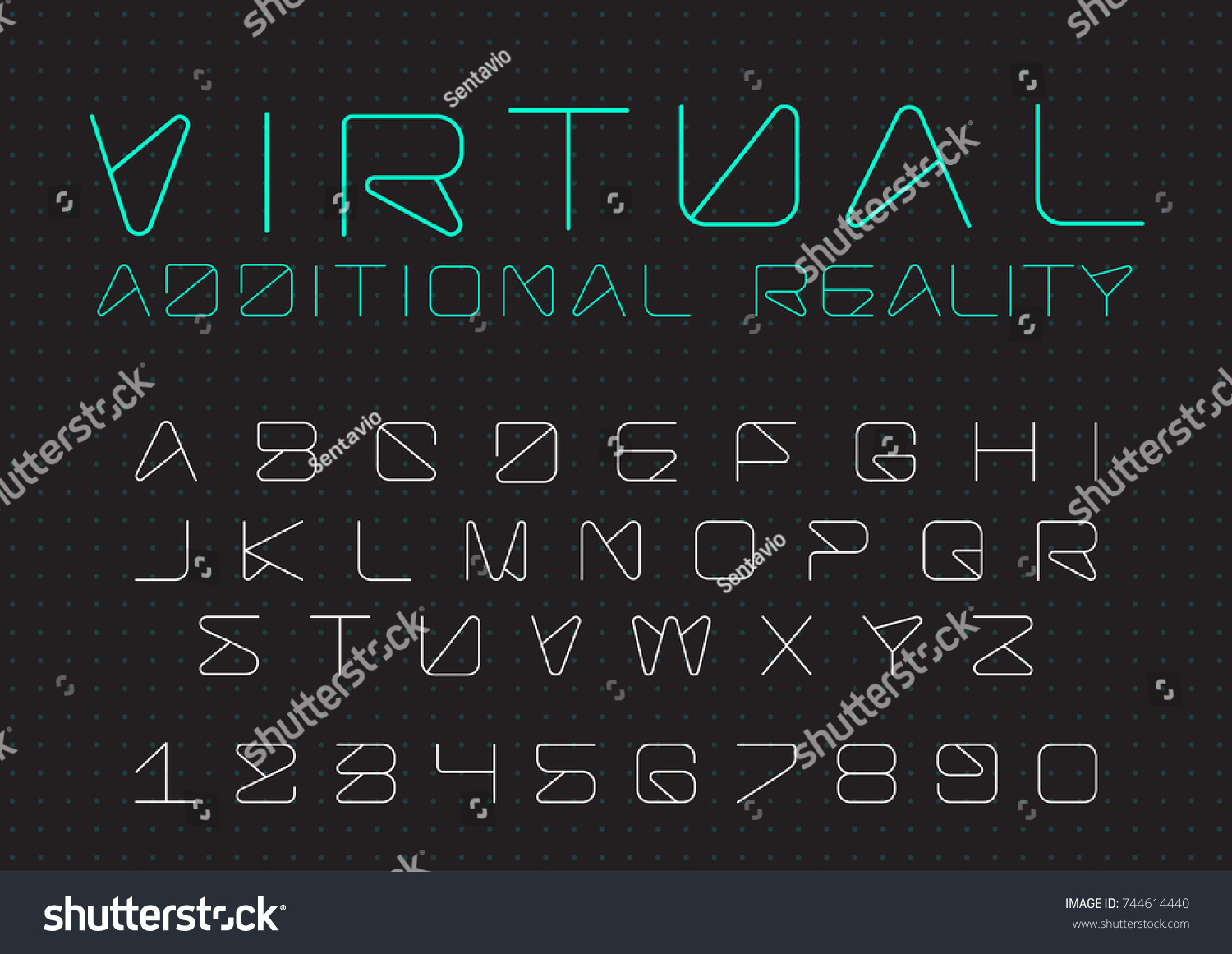 Futuristic vector Font design. Digital Virtual Reality Technology ...