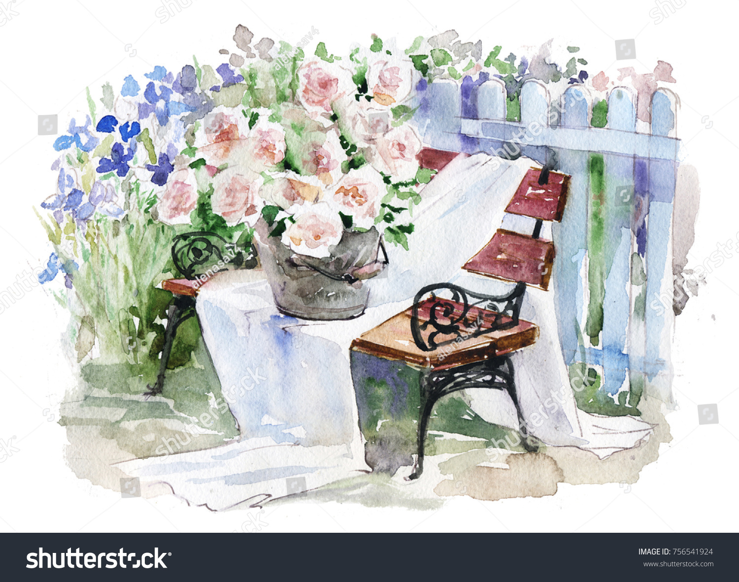 beautiful summer bench with flowers_站酷海洛_正版图片_视频_字体_音乐素材交易平台_站酷旗下品牌