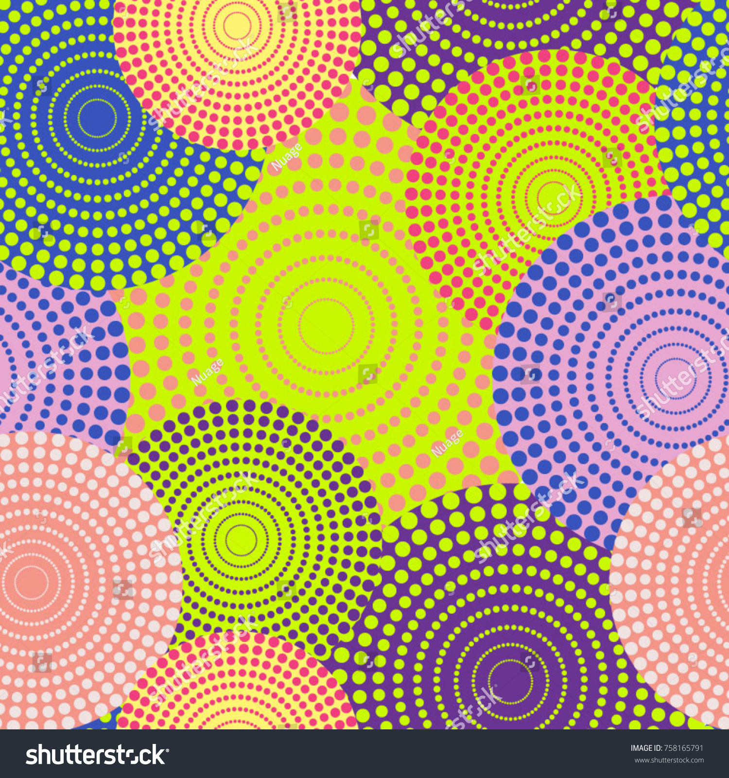 Vector seamless abstract background.Colorful dotted concentric circles ...