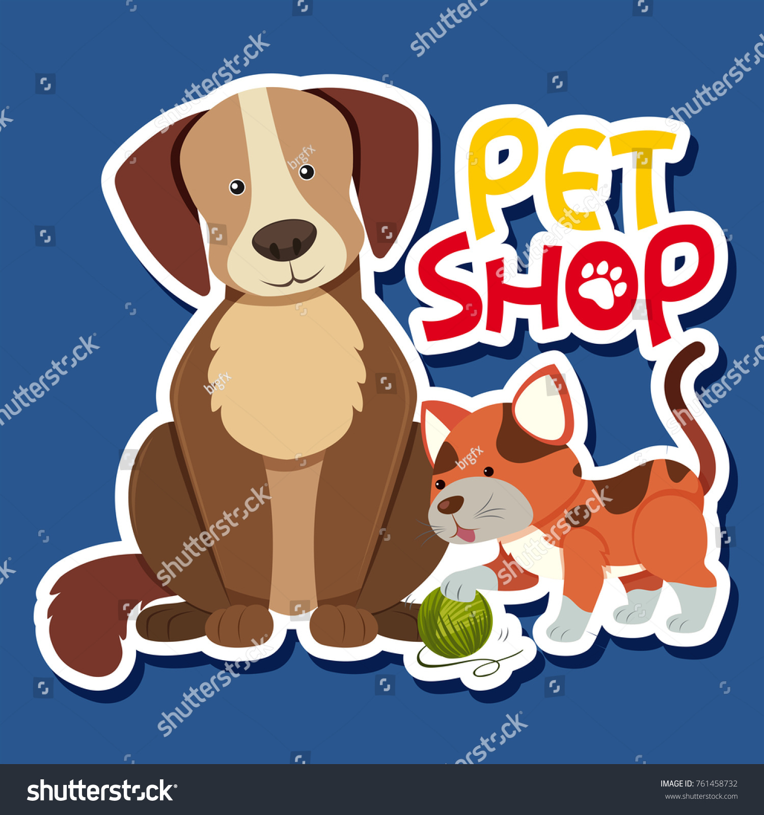 Sticker template for pet shop with dog and cat illustration_站酷海洛_正版图片 ...