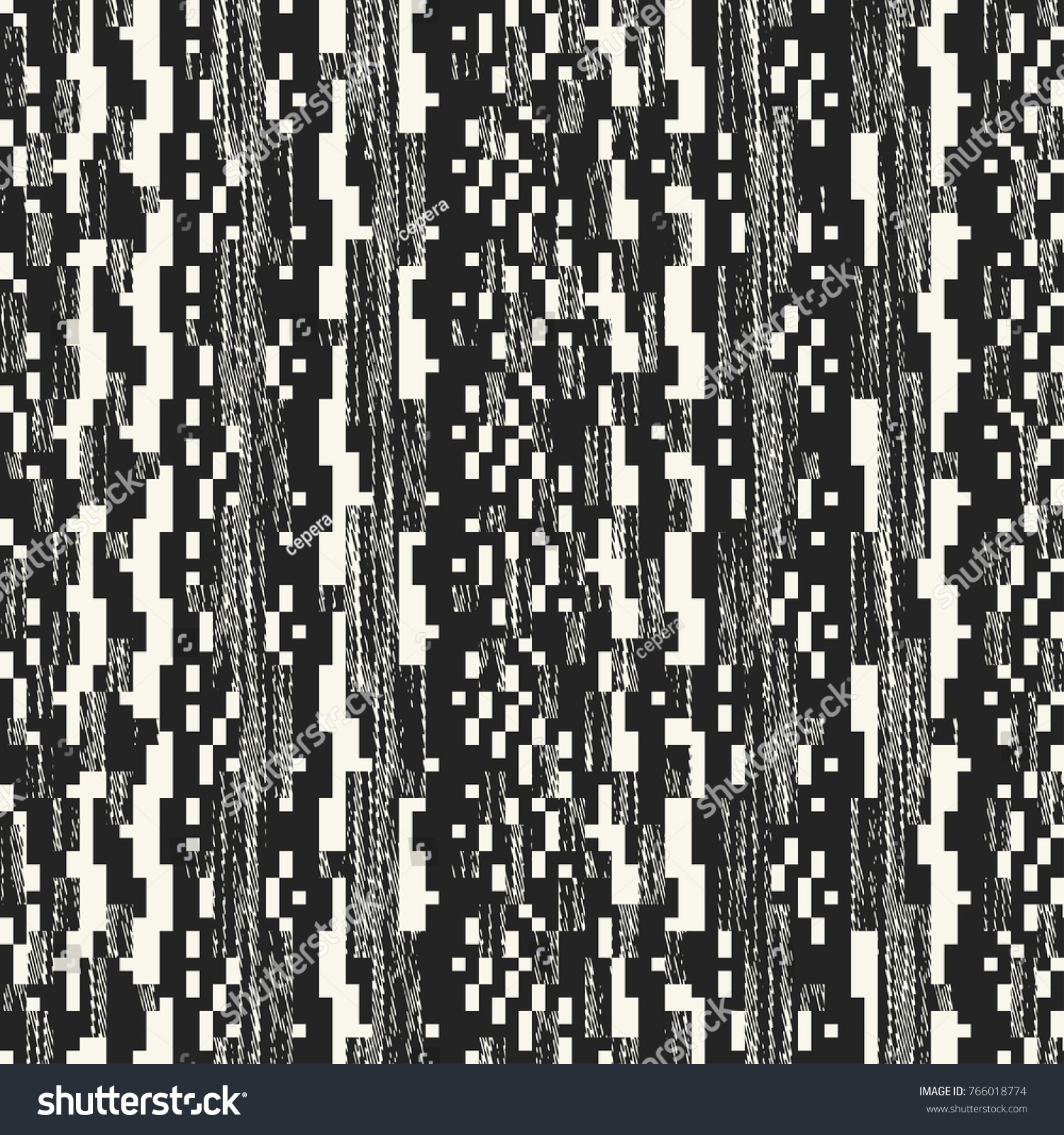 Abstract Monochrome Glitch Graphic Motif Striped Distressed Background ...
