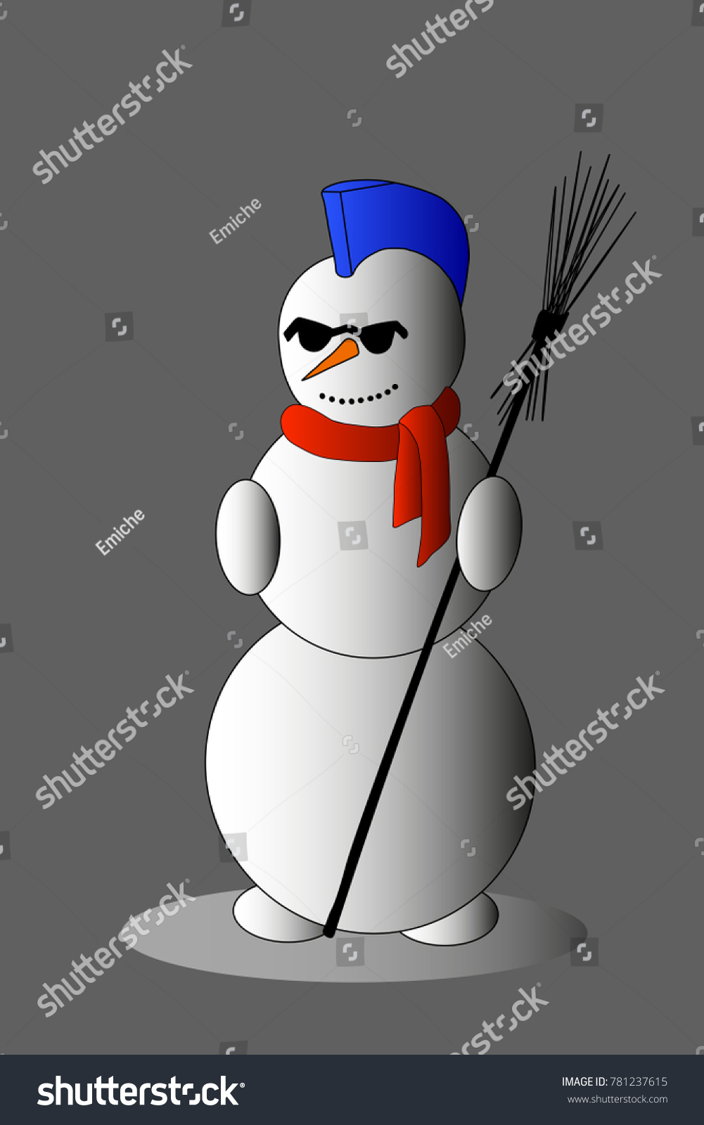 The vector illustration the punk a snowman with a red scarf about ...