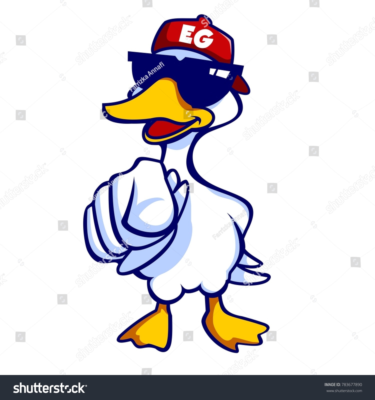 The cool goose using sunglasses and red hat. This vector can be used as ...